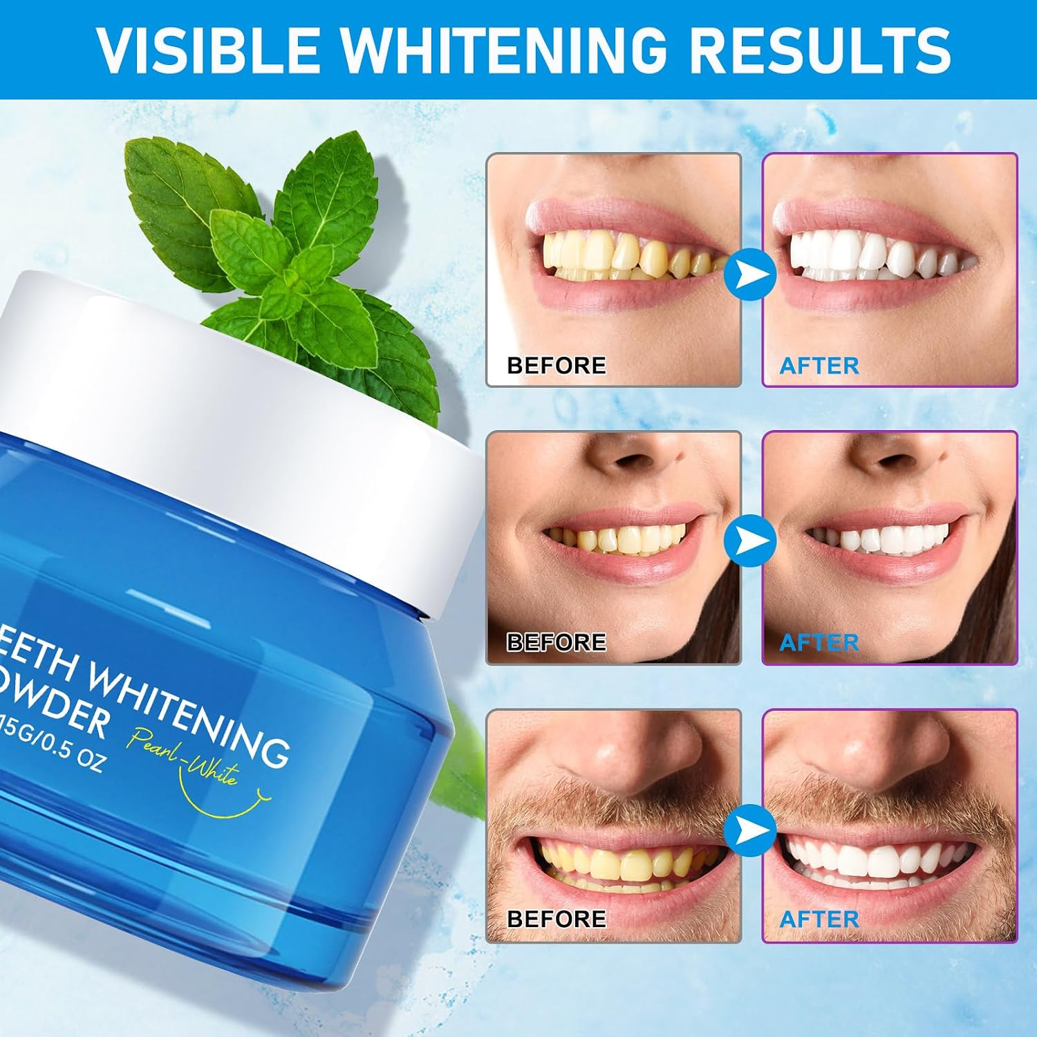 Teeth Whitening Powder 15g, Toothpaste Whitening Powder, Removes ...