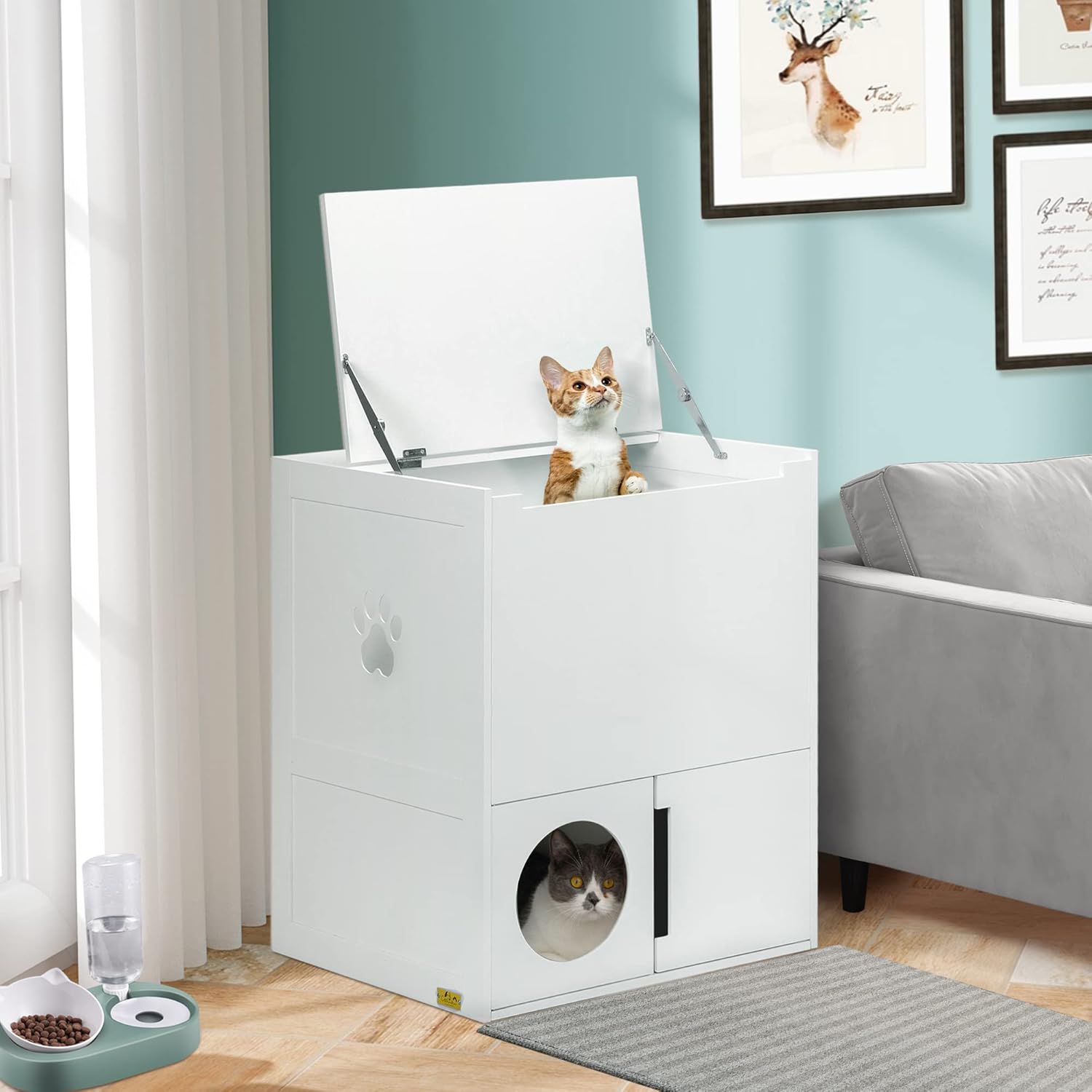 Amazon.com: COZIWOW Modern 2-Tier Cat Litter Box Enclosure, Cat ...