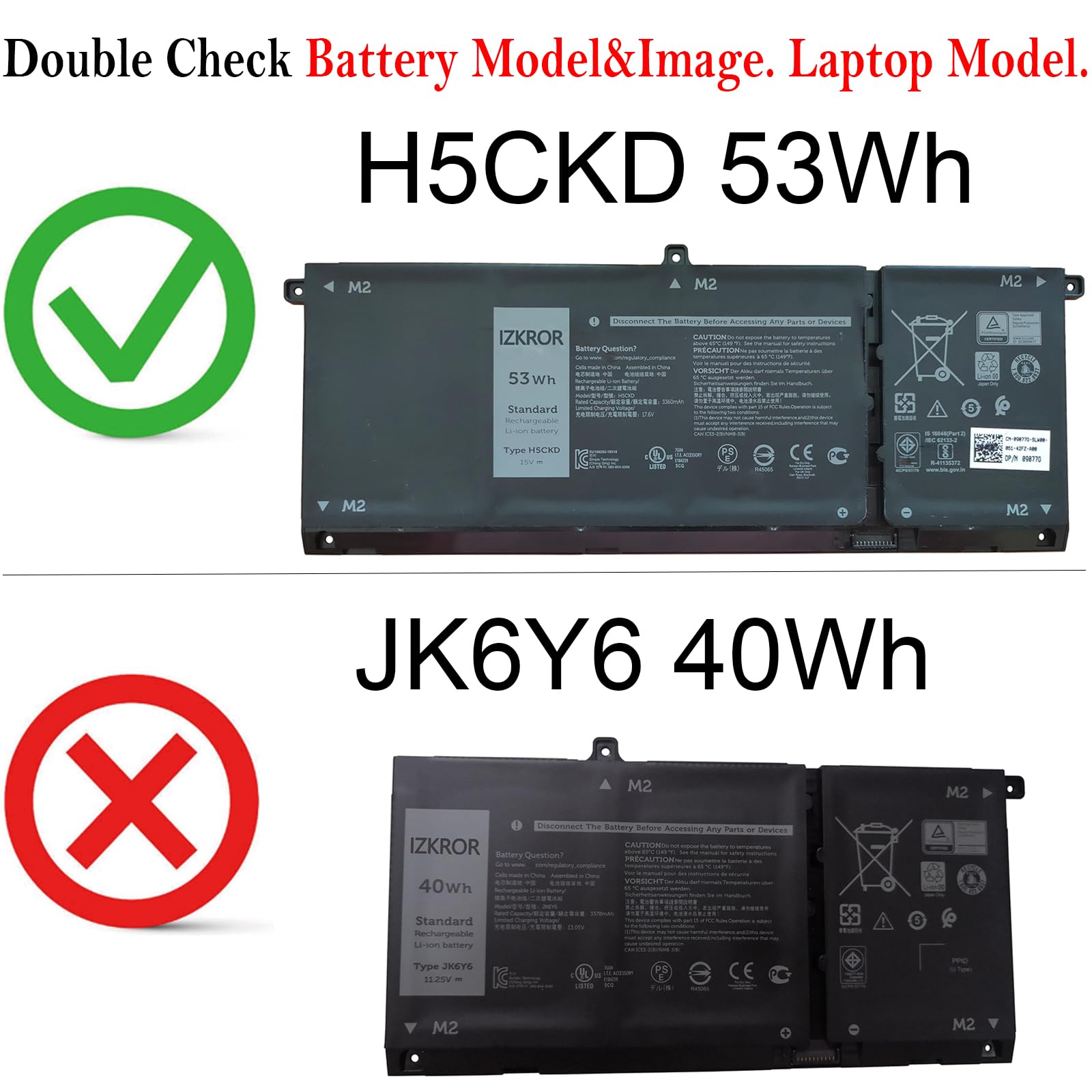 IZKROR H5CKD 53Wh Battery Replacement for Dell Latitude 3410 3510 ...