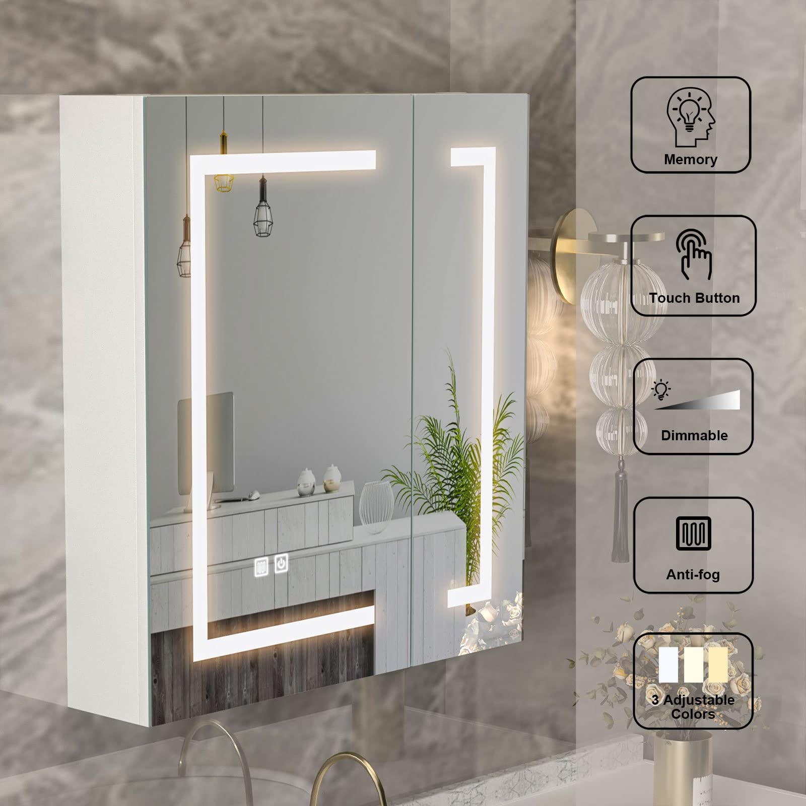 Botiquín Con Espejo Y Luces Espejo De Baño Con Luz LED Ledimex New