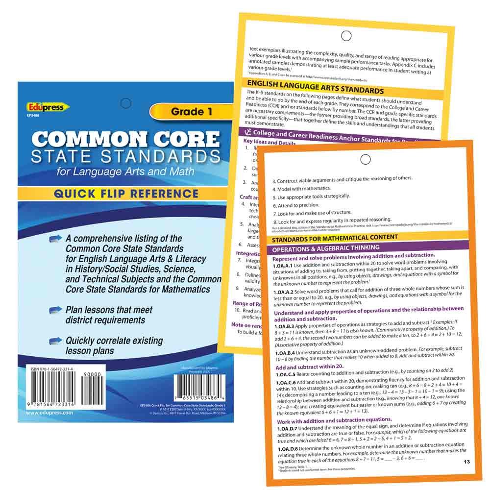 Quick Flip Reference for Common Core State Standards Grade 1 : Amazon ...