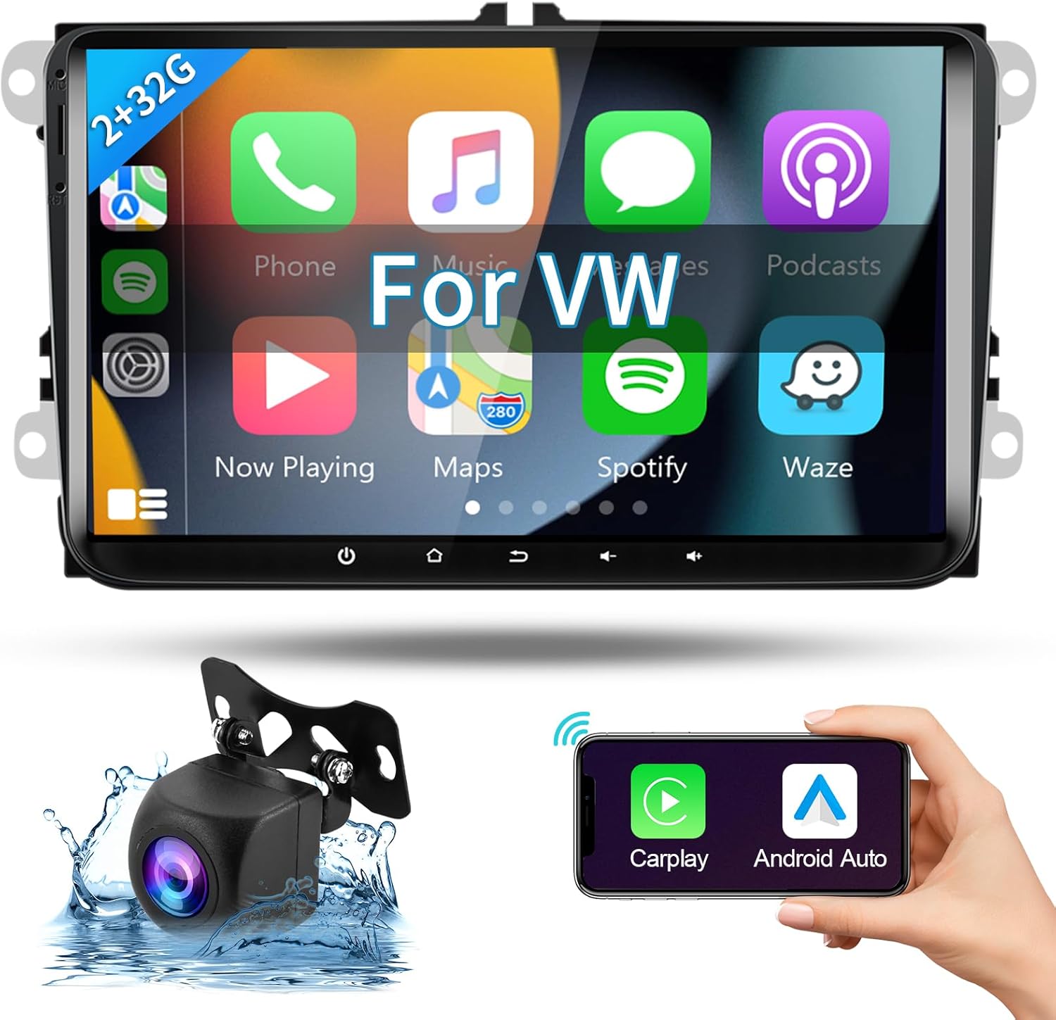 Amazon.com: 2G+32G 9 Inch Android Car Stereo with Wireless Carplay ...