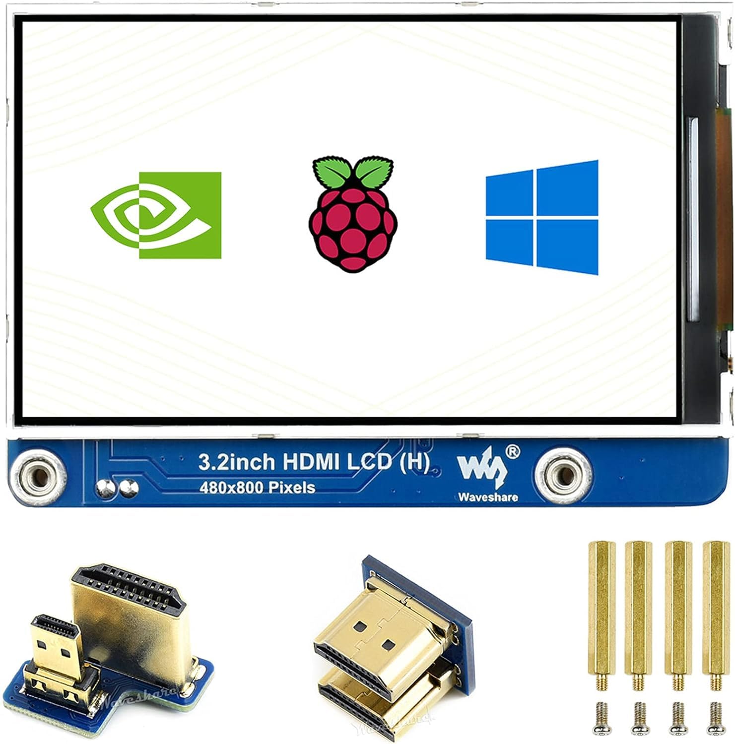 Waveshare 3.2inch HDMI IPS LCD Display (H), 480x800, Adjustable Brightness, No Touch for ...