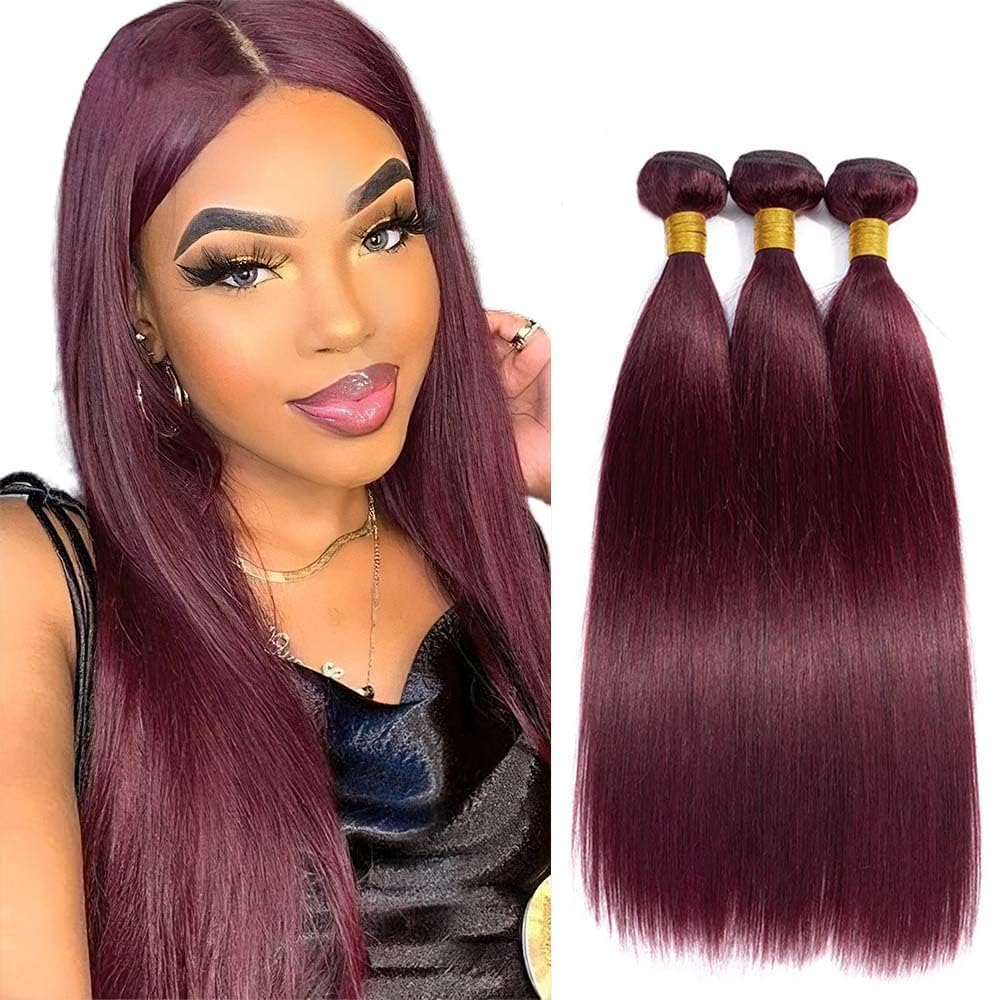 Amazon.com : Hydtxc Human Hair Bundles 99J Straight Human Hair Bundles ...
