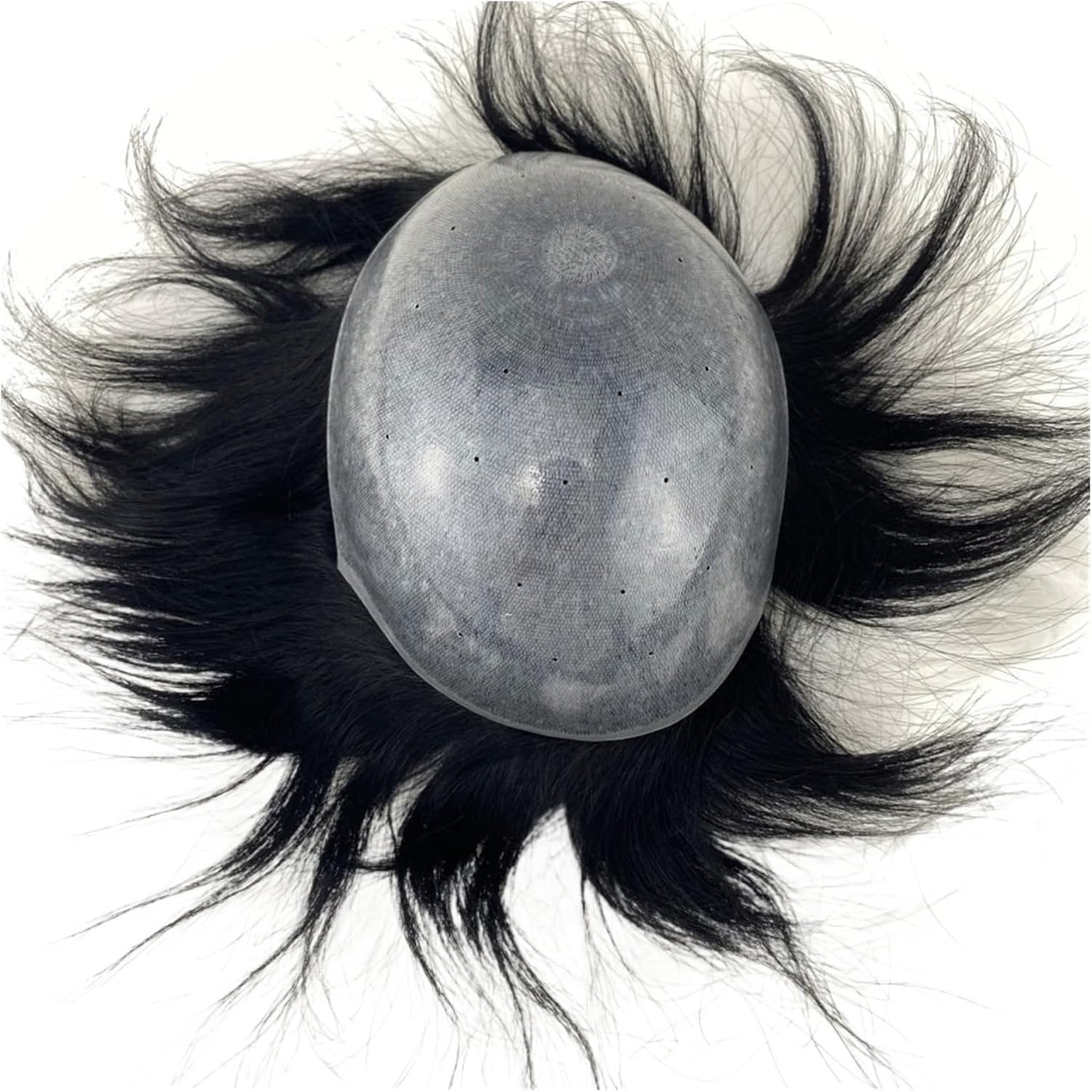 Amazon.com: WANGHAI2024M Men Toupee Human Hair #1 Jet Black Skin Base ...