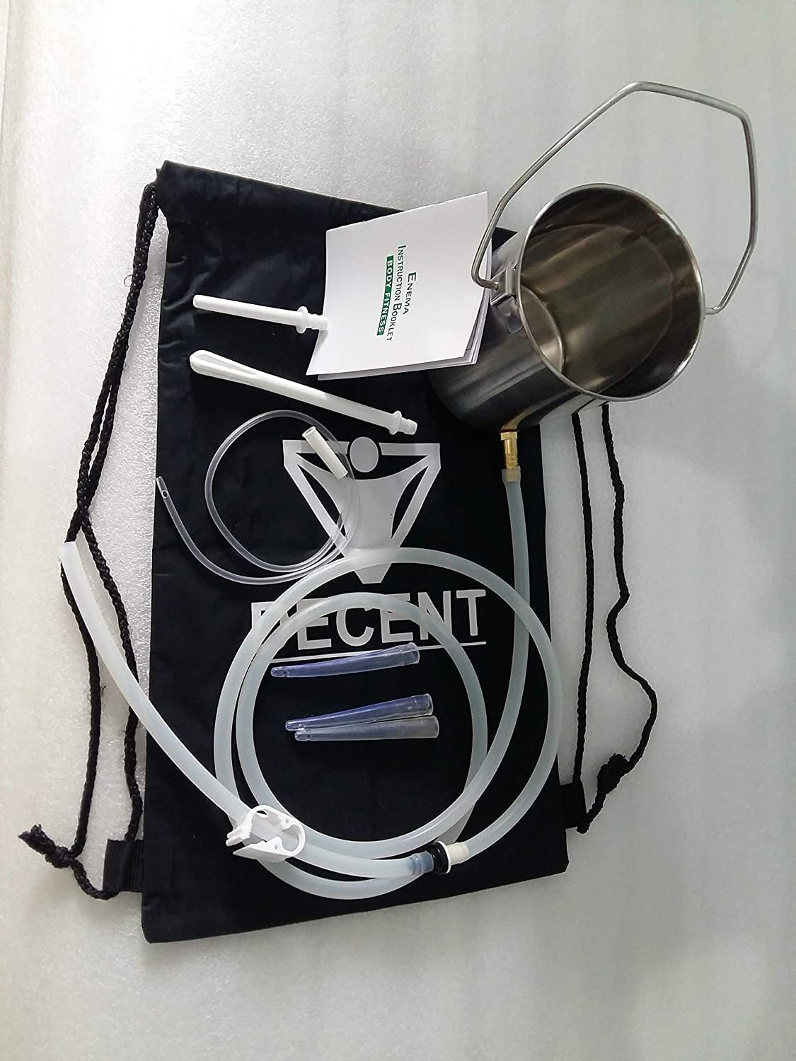 Amazon.com: Enema Douche Kit One Quart Stainless Steel Enema Bucket ...