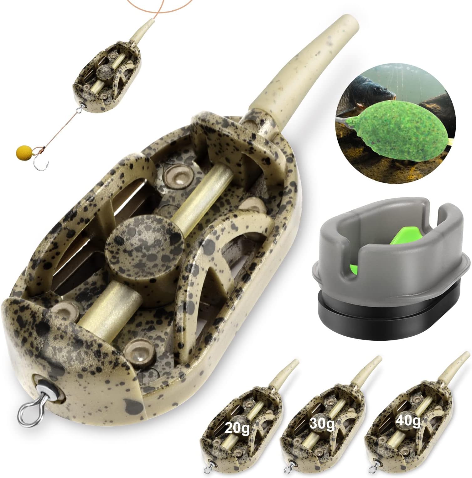 Funmo 6 Pcs Fishing Feeders - Quick Release & Inline Method, 20g-60g ...