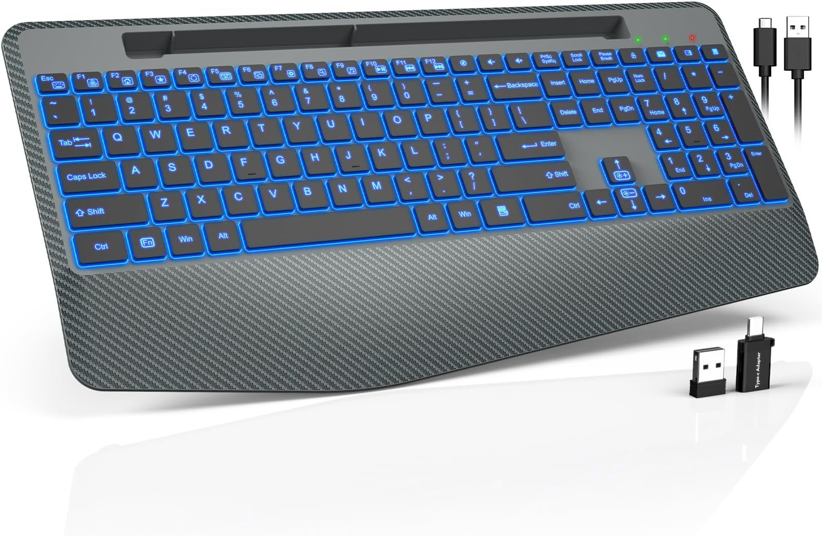 Amazon.com: Wireless Keyboard with 7 Colored Backlits, Wrist Rest ...