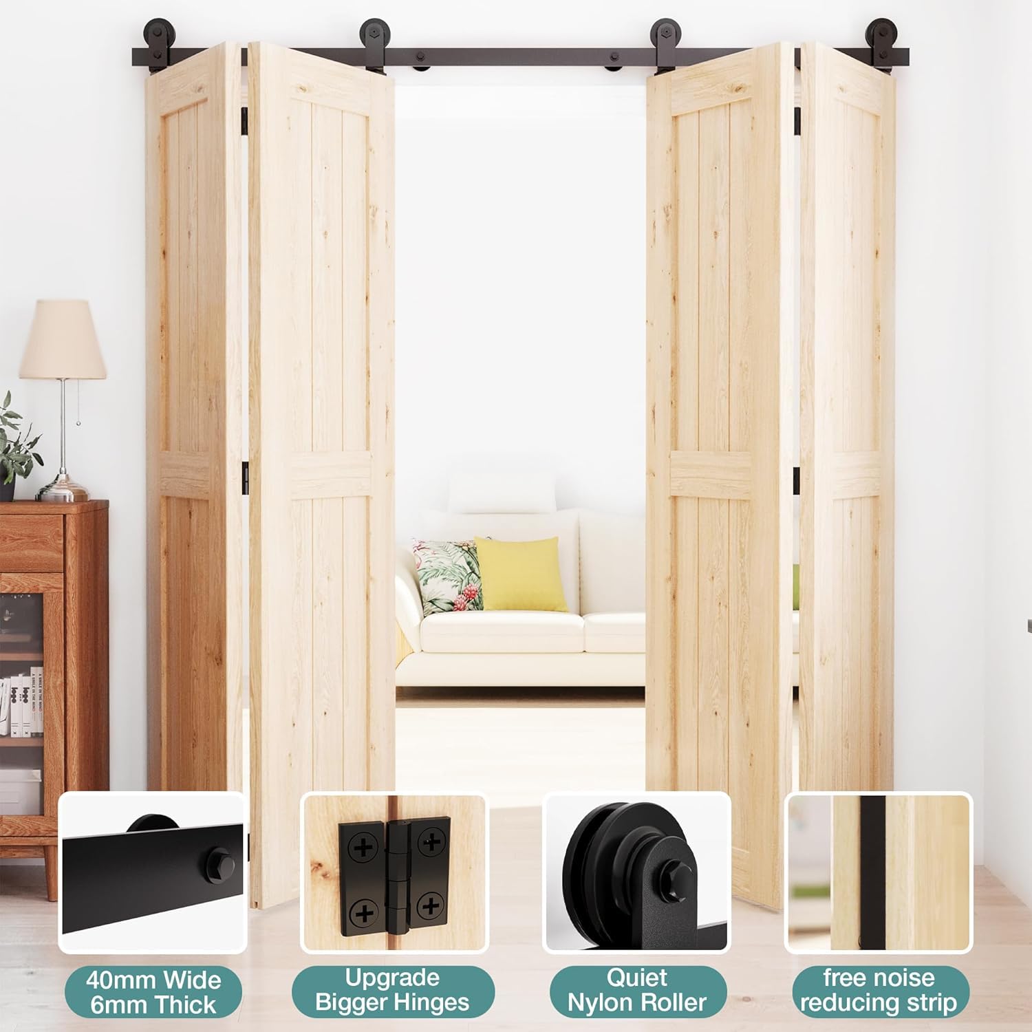 Snapklik.com : WINSOON Bifold Barn Door Hardware Kit, Bi Fold Door ...