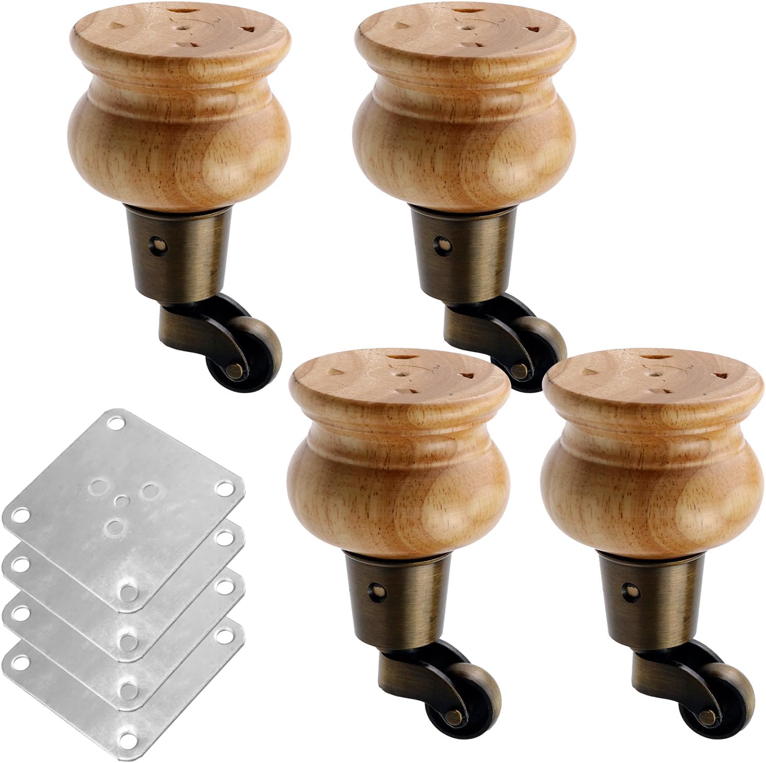 Amazon.com: Mewutal 4pcs 4.72" Height Wooden Furniture Legs with ...