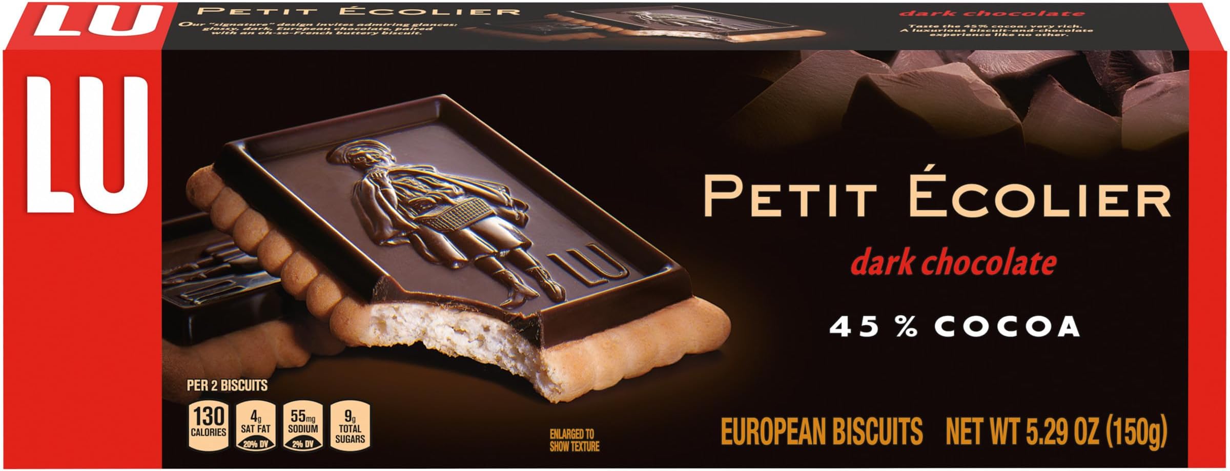 Amazon.com: Lu Petit Ecolier European Dark Chocolate Biscuit Cookies ...