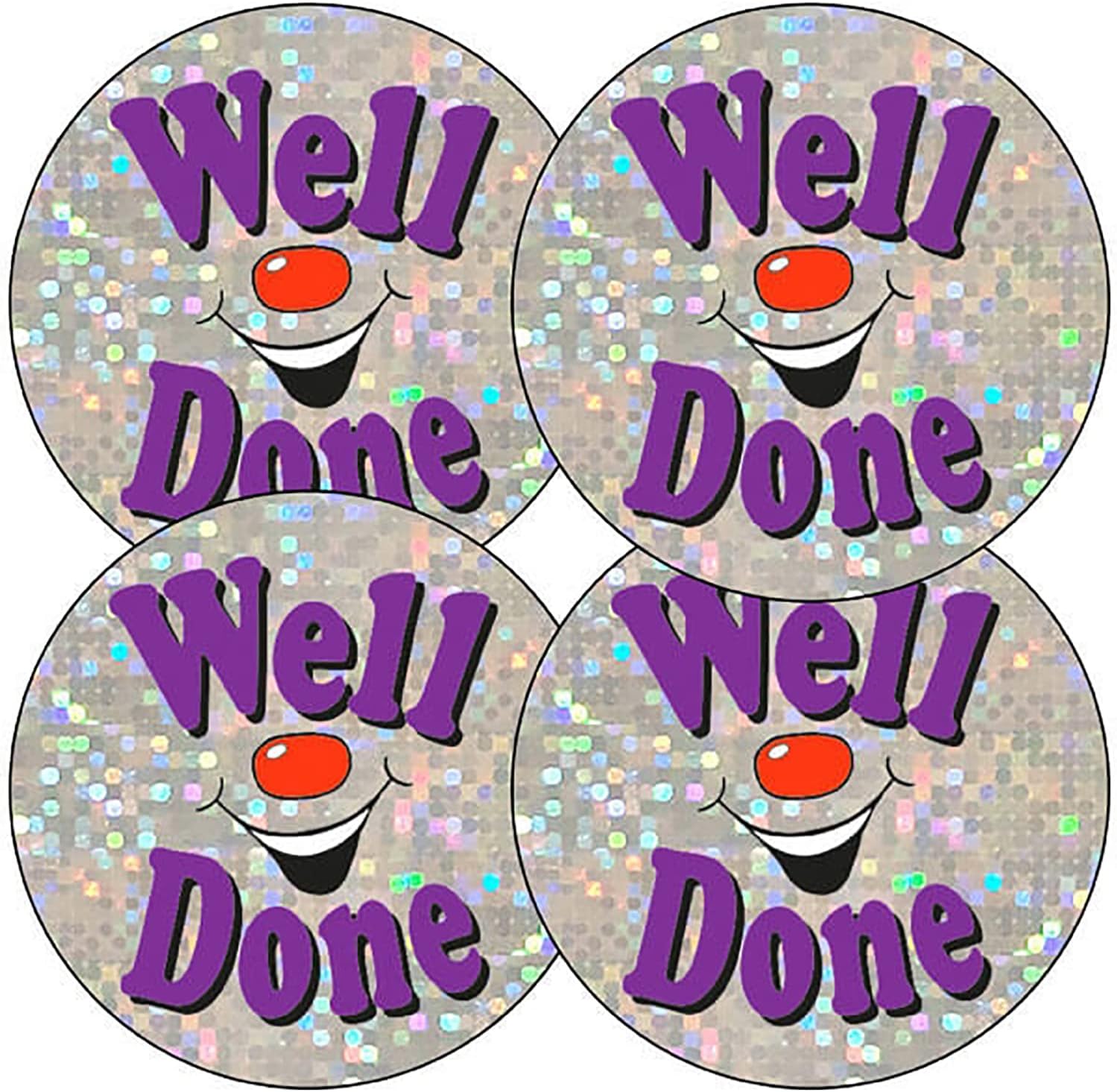 175 Holographic Sparkly Well Done Smiley School Reward Praise Teachers ...
