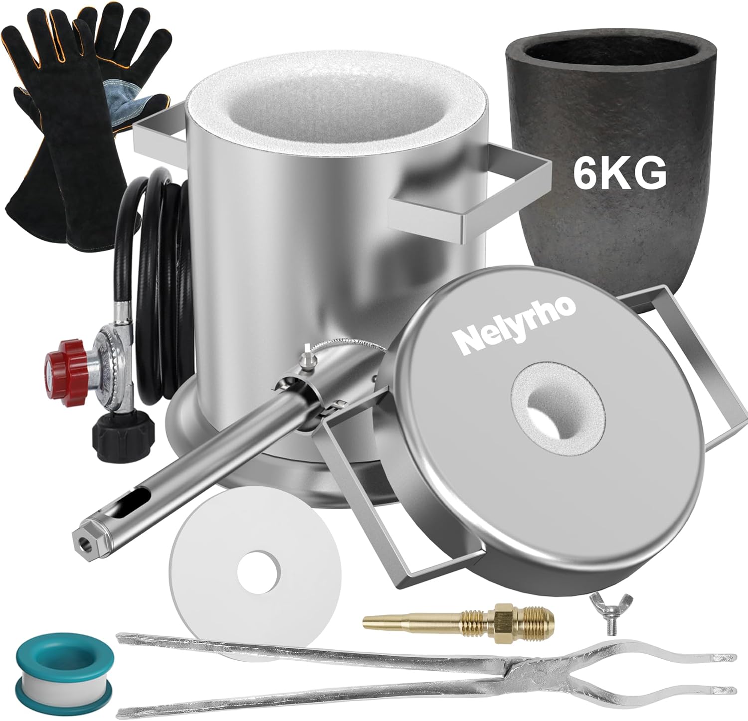 Amazon.com: Nelyrho 6KG Melting Furnace Kit - Stainless Steel Foundry ...
