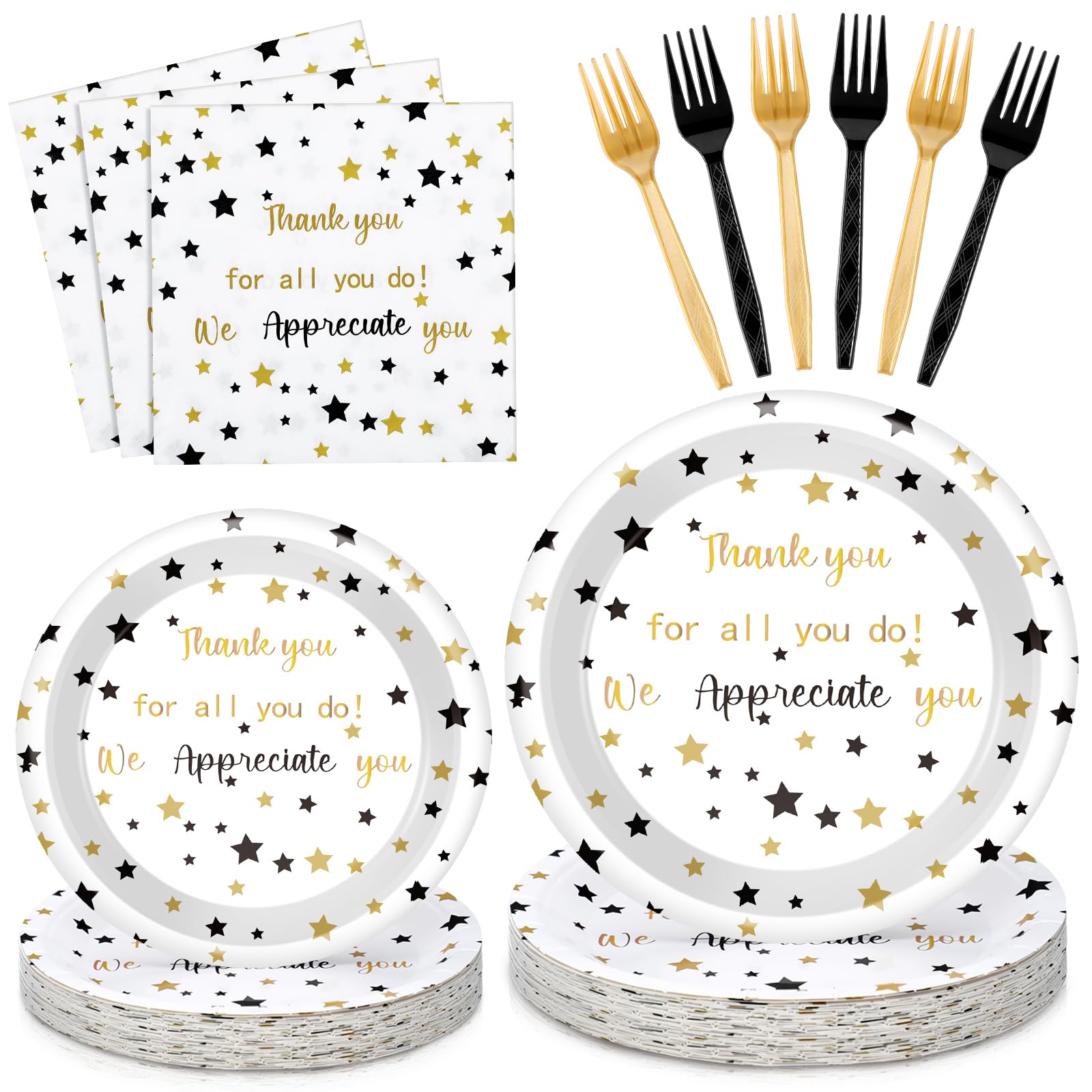 Amazon.com: Geyoga 96 Pcs Employee We Appreciate You Paper Plate and ...