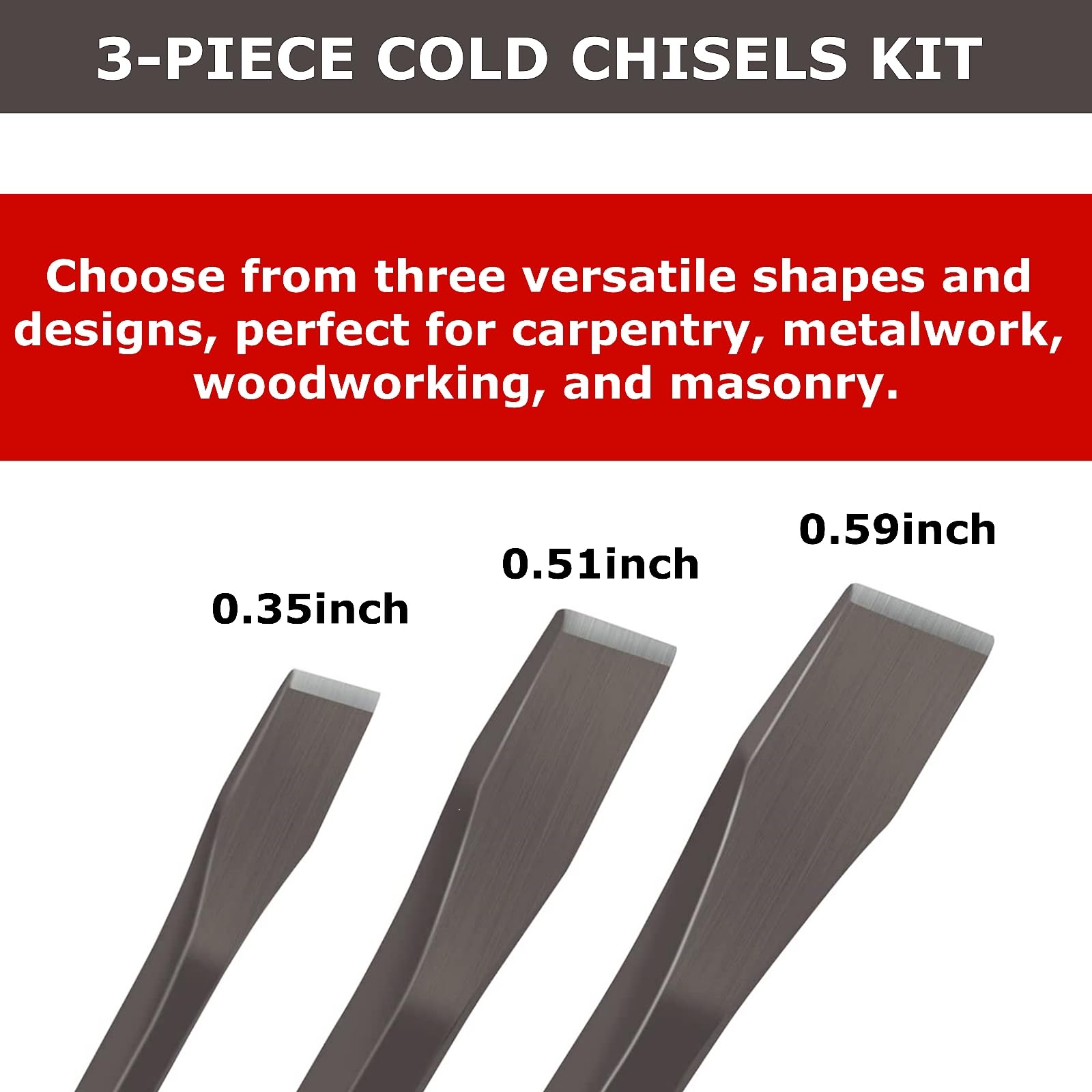 Snapklik.com : ALWORKKIT Heavy Duty Cold Chisels Set 3-Piece