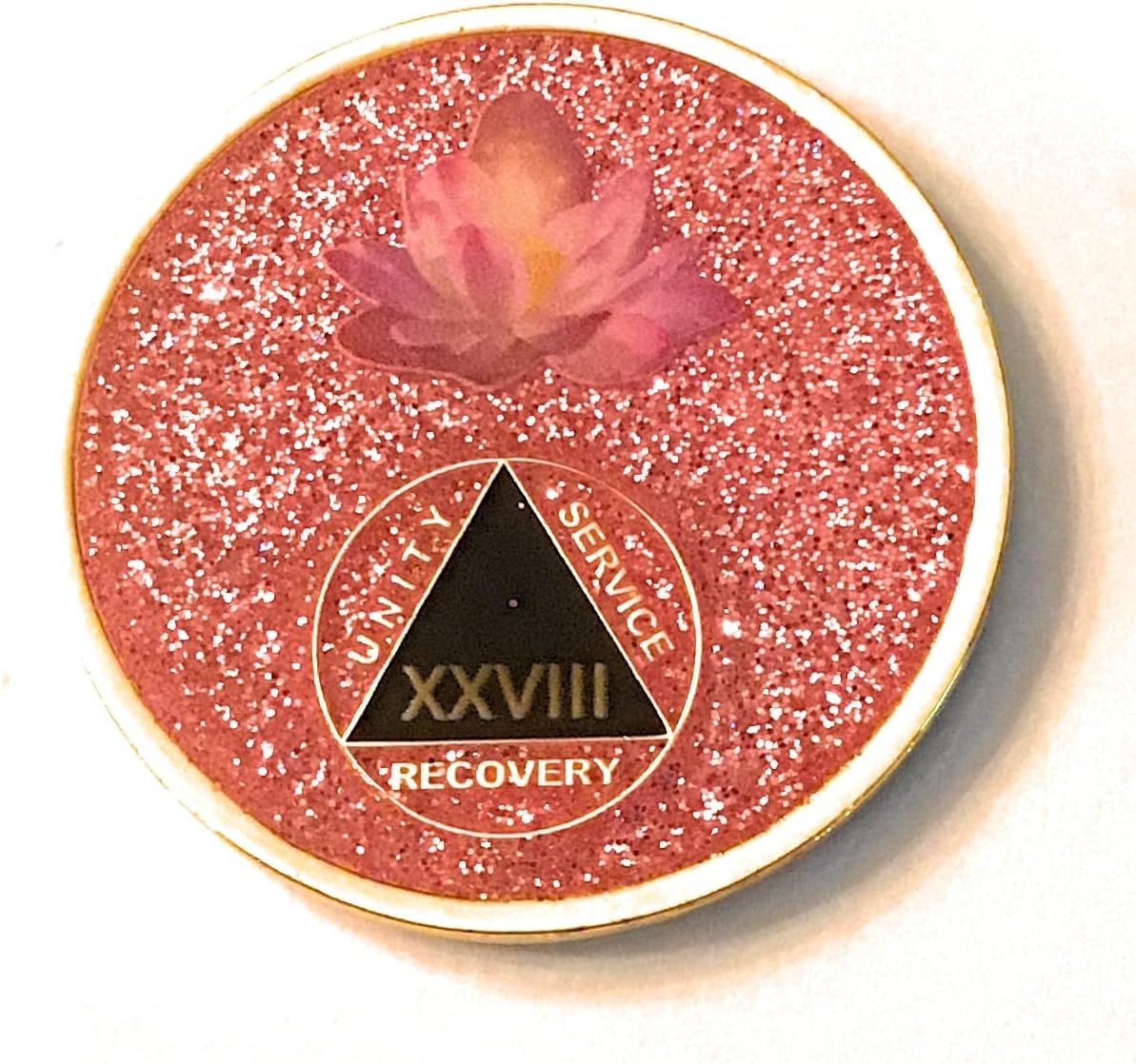 Amazon.com: 28 Year AA Medallion - The Lotus Pink Medallion Glitter ...