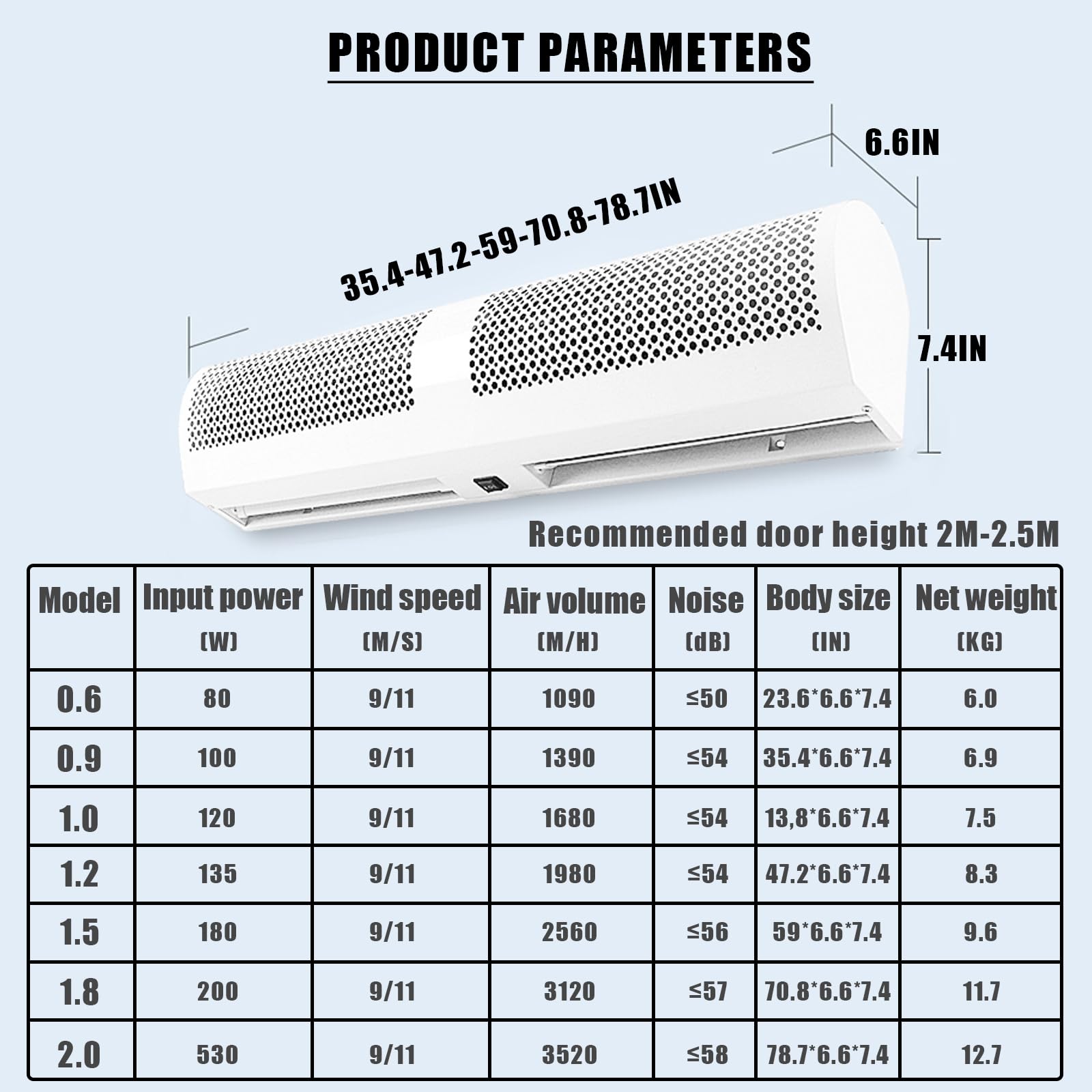 Commercial Overhead Door Fans Wall Mounted Fan Industrial Air Curtain,
