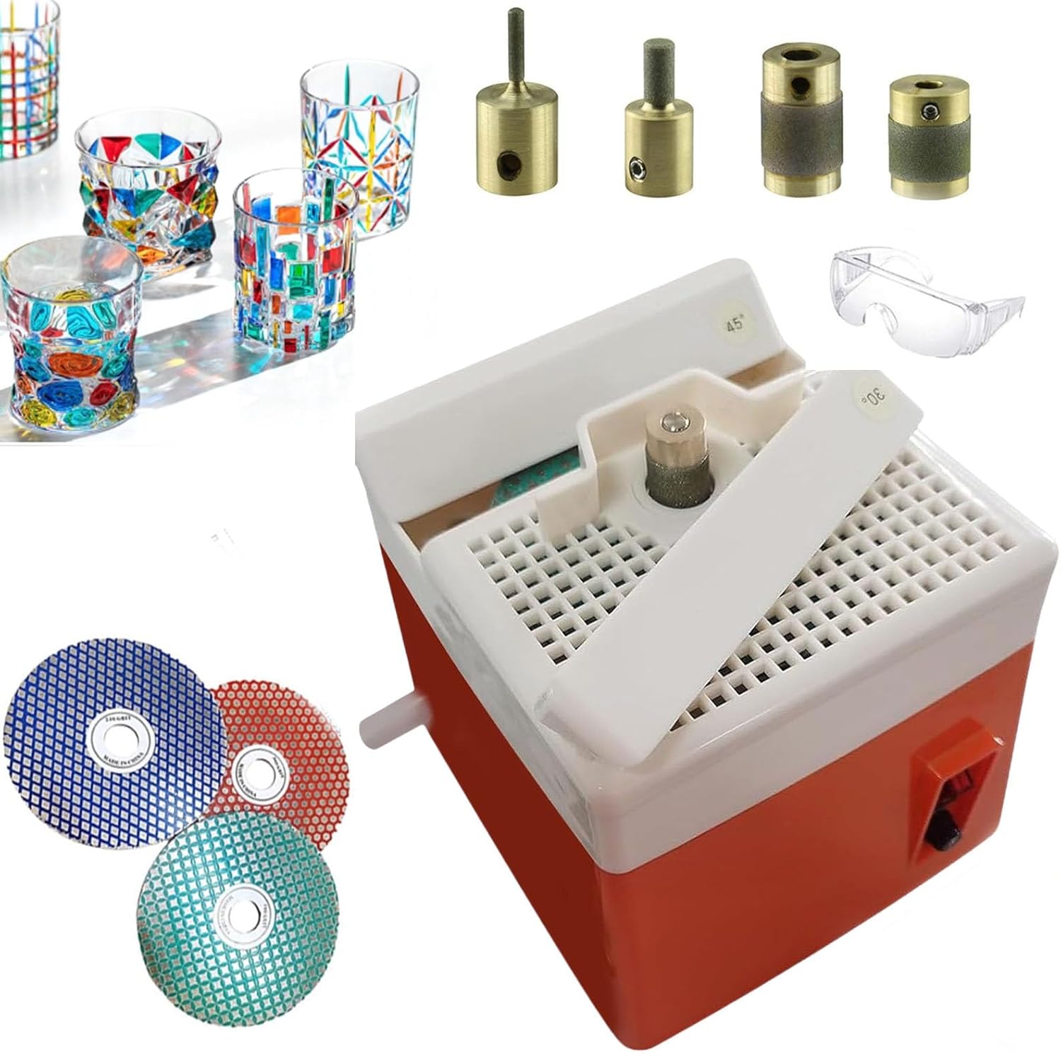 Multi-function Stained Glass Grinder Machine, with 1",3/4",1/4",1/8 ...