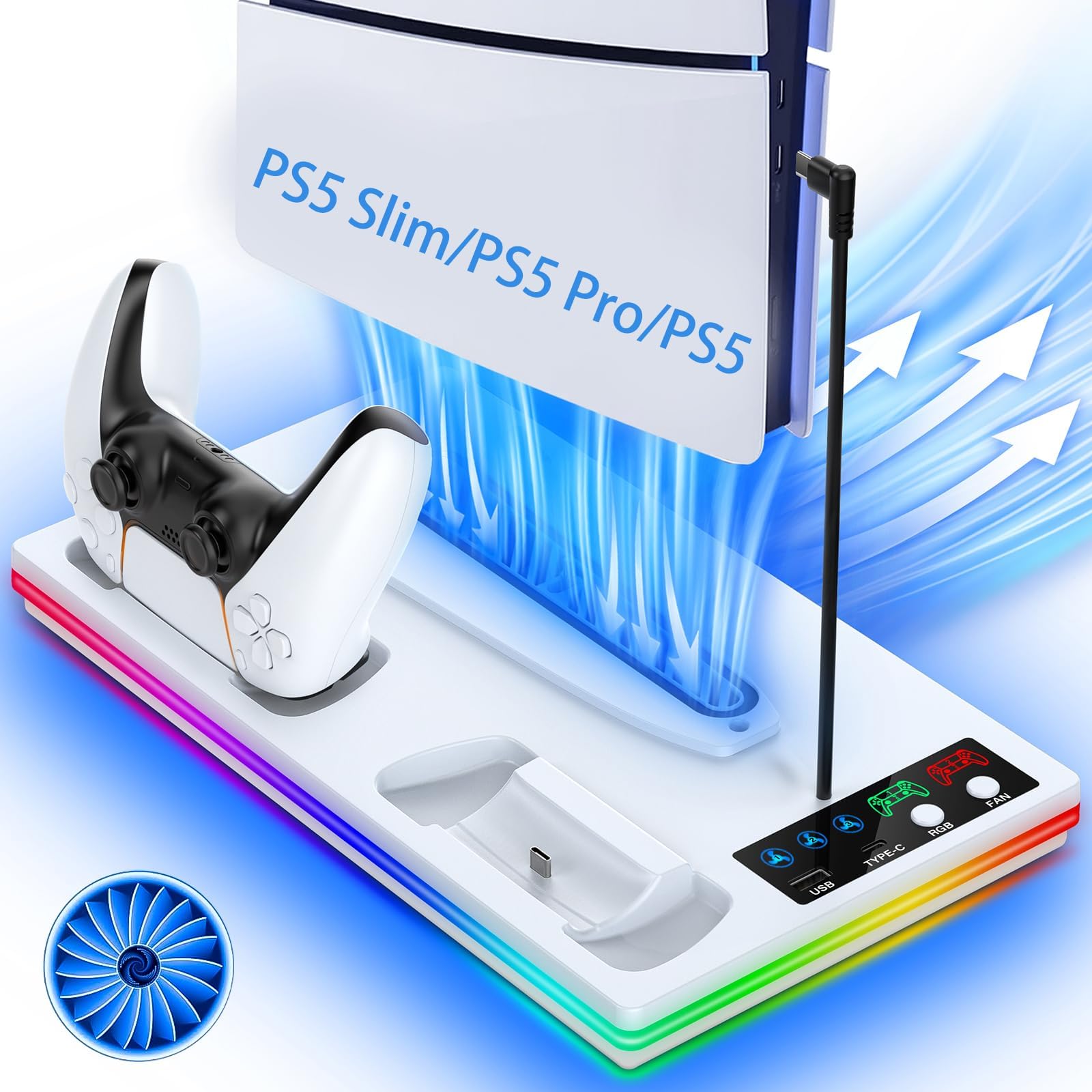 Amazon.com: PS5/PS5 Slim/PS5 Pro Stand and Cooling Station with ...