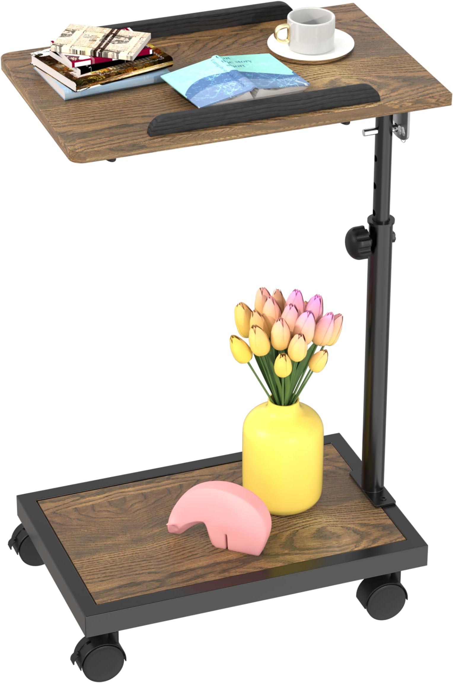 Amazon.com: VAMFUTRE C-Shape End Table with Wheels & Locking Brakes ...