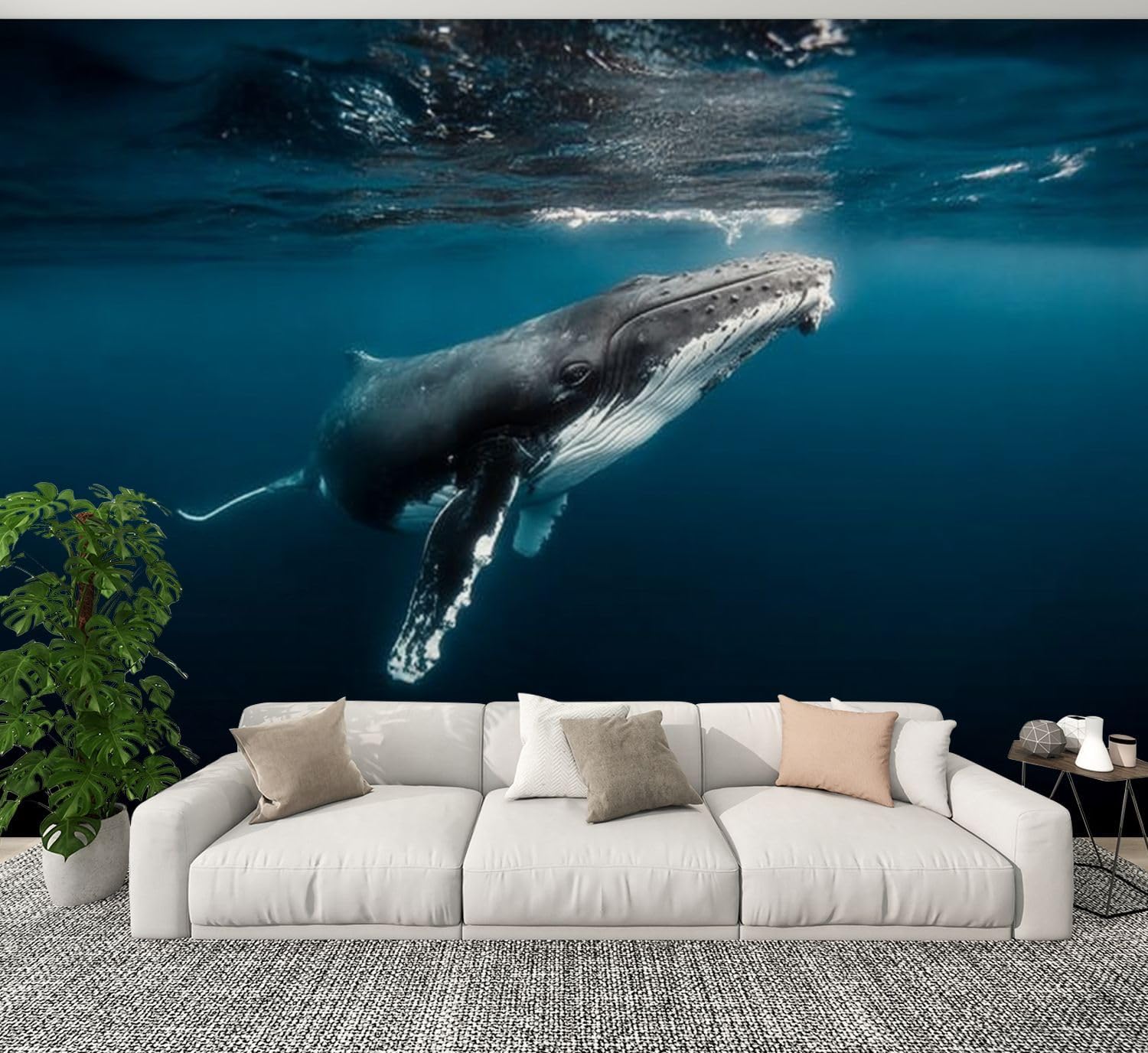 Amazon.com: Modern Peel and Stick Wall Mural Wallpaper Humpback Whale ...