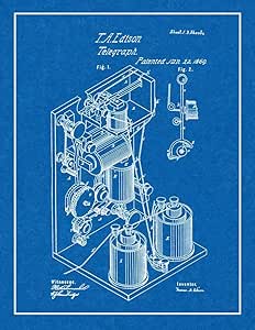Amazon.com: Thomas Edison Telegraph Patent Print Blueprint with Border ...