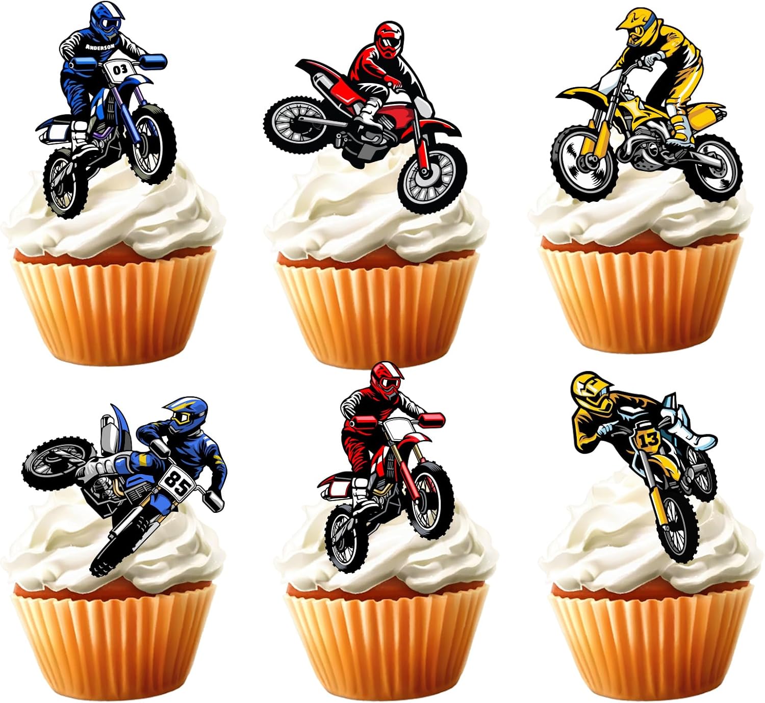 Amazon.com: 18pcs Motorcycle Cupcake Toppers Dirt Bike Birthday Party ...