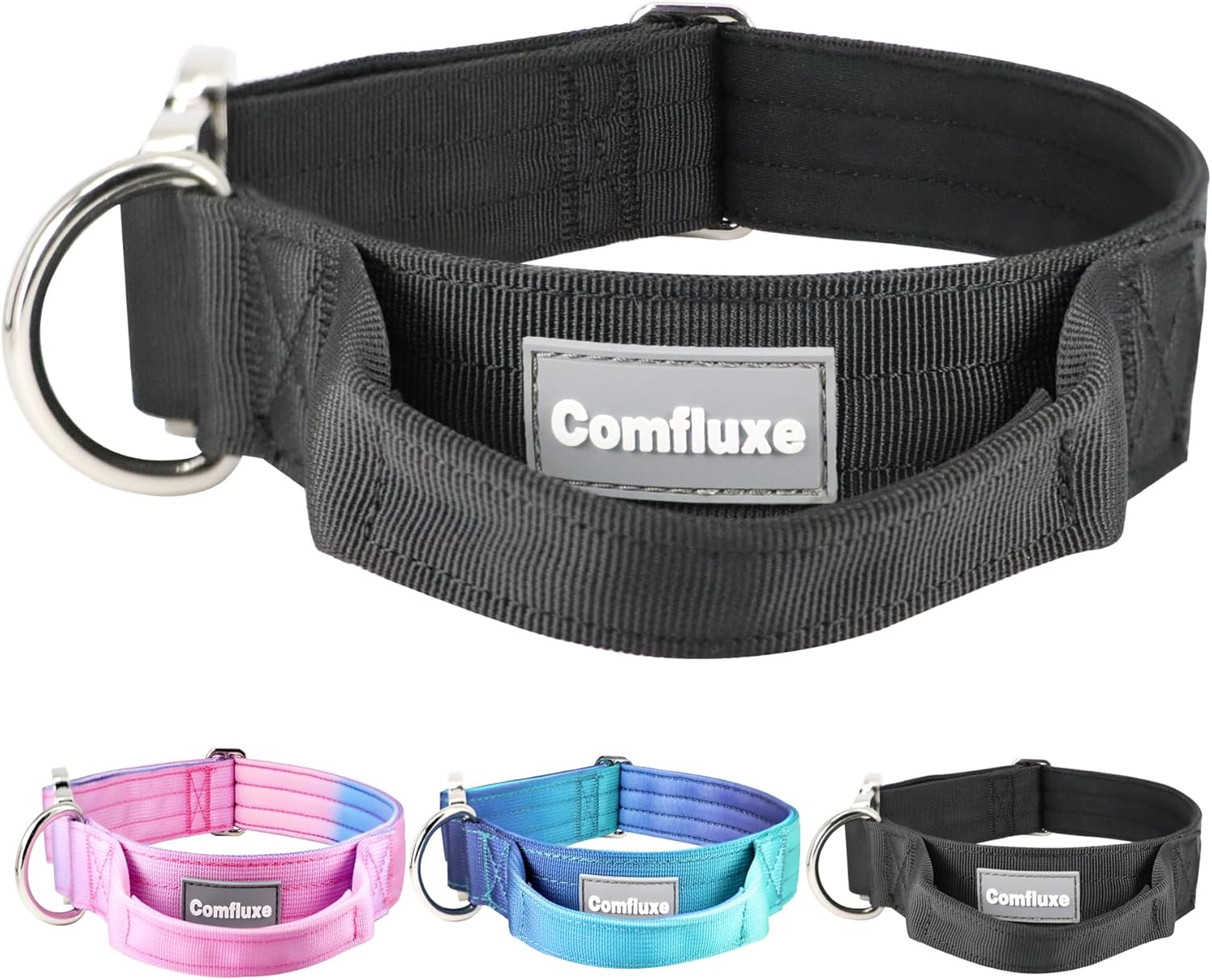 Amazon.com : Comfluxe Tactical Dog Collar, Wide Thick Heavy Duty Dog Collar with Handle, Soft ...