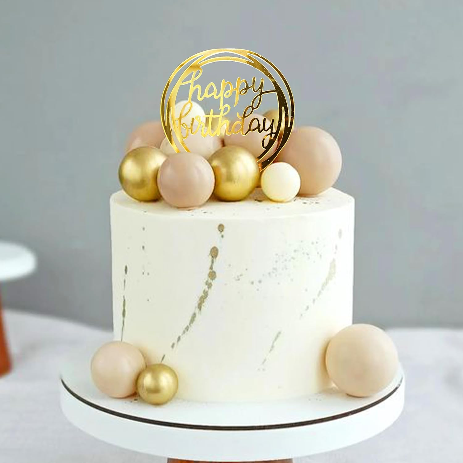 Amazon.com: Ball Cake Toppers Simplicity Khaki White Ball Cake Toppers ...