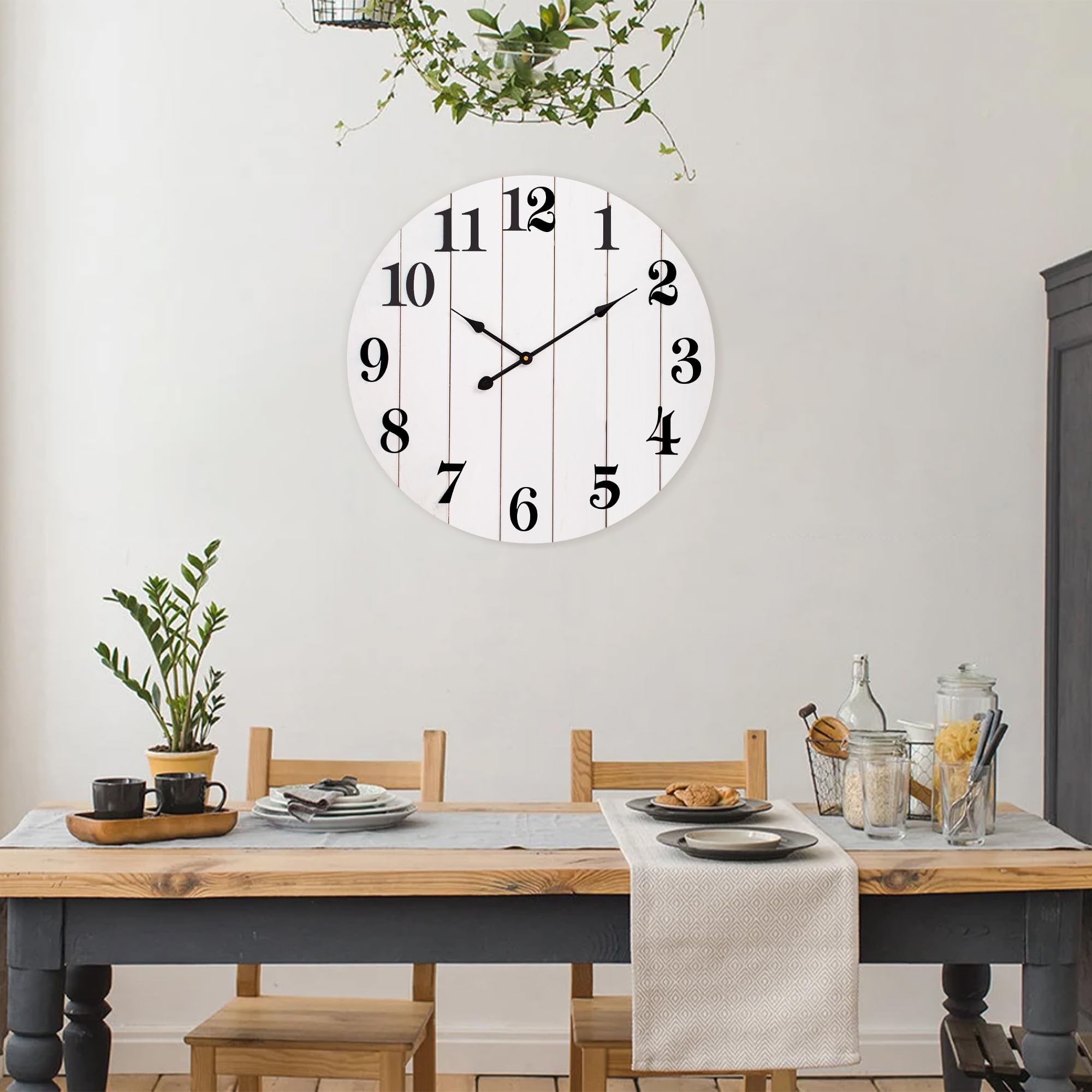 24 Inch Wall Clock, Large Farmhouse Wall Clock Battery Operated, Silent ...