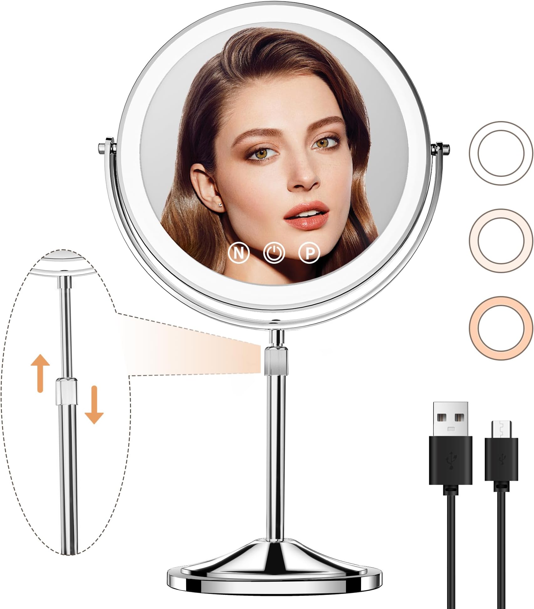 Amazon.com - 10x Large Lighted Makeup Mirror, Rechargeable 8" Height ...