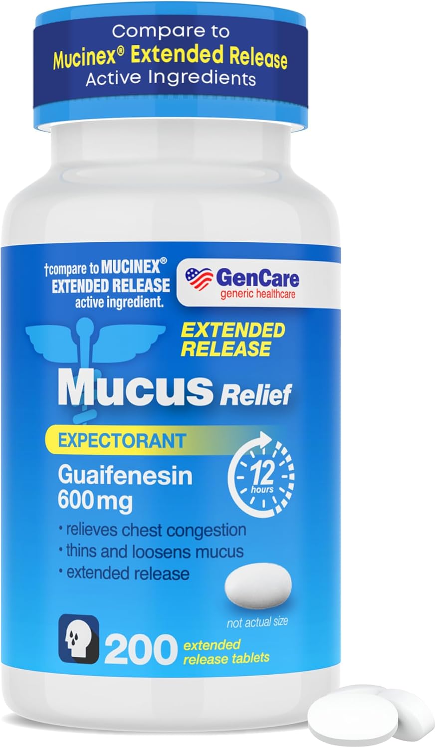 Amazon.com: GenCare - Mucus Relief Guaifenesin 600mg (200 Tablets ...