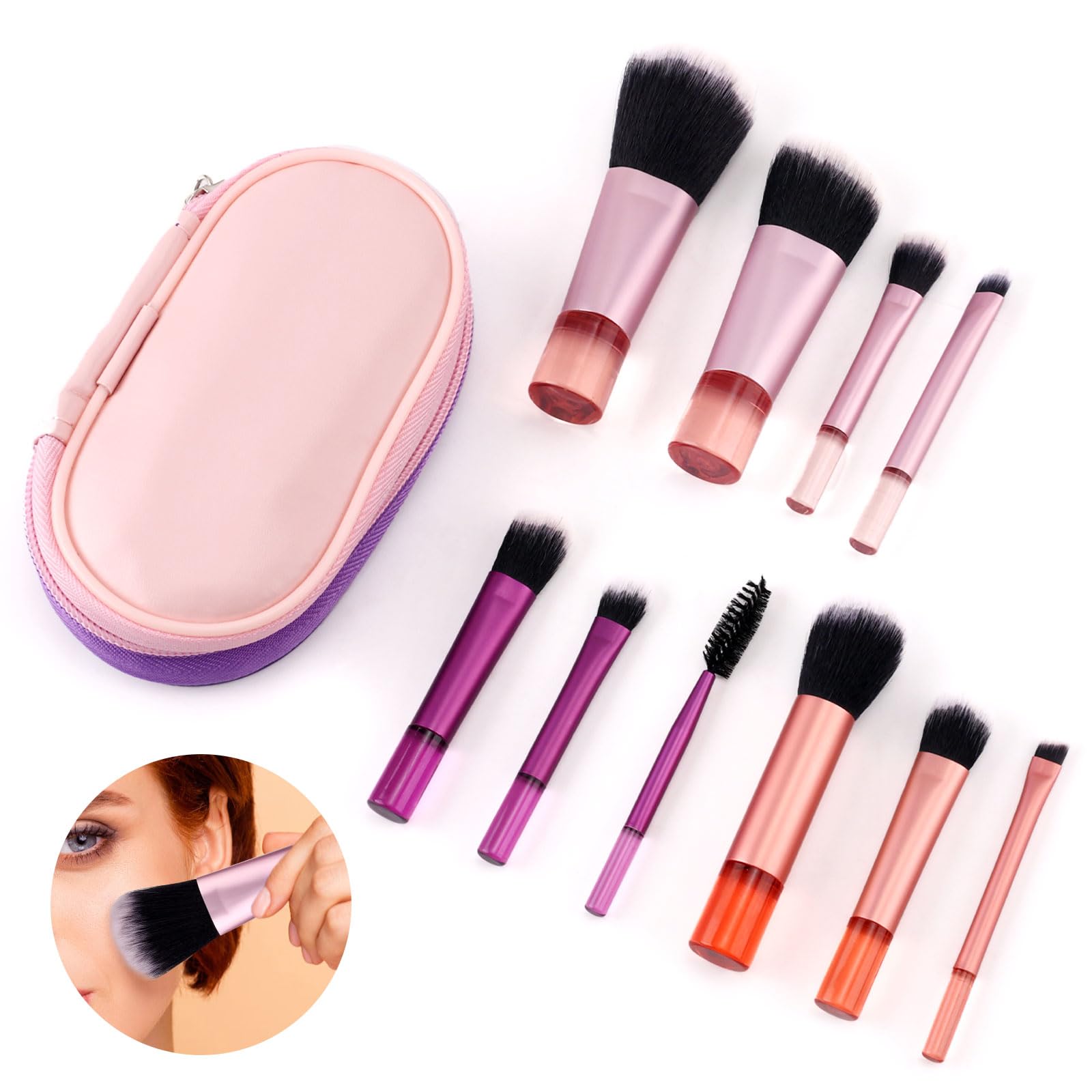 Amazon.com: 10pcs Mini Travel Makeup Brushes with Brush Pouch, Portable ...