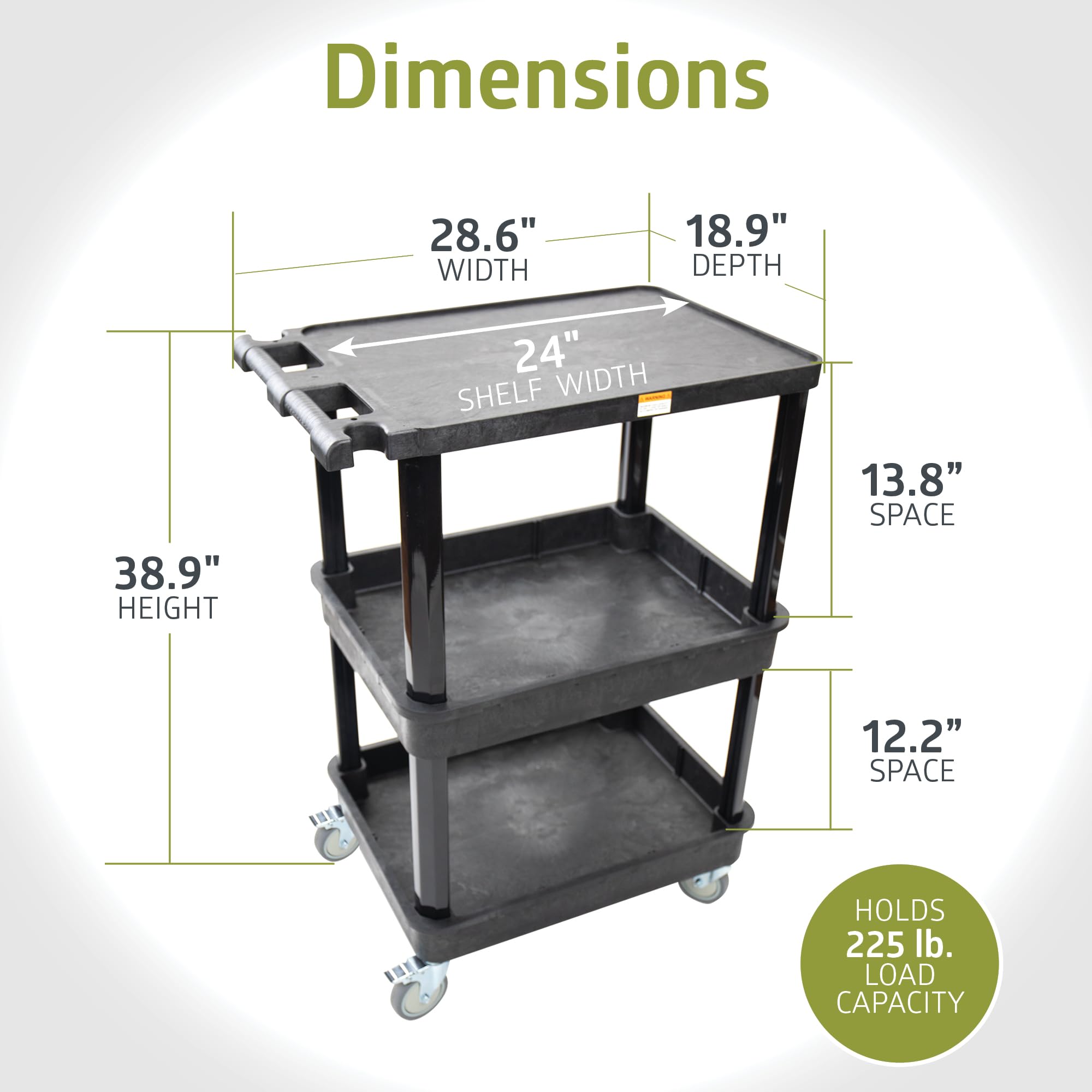 Snapklik.com : Pearington 3-Shelf Multipurpose Mobile Utility Cart