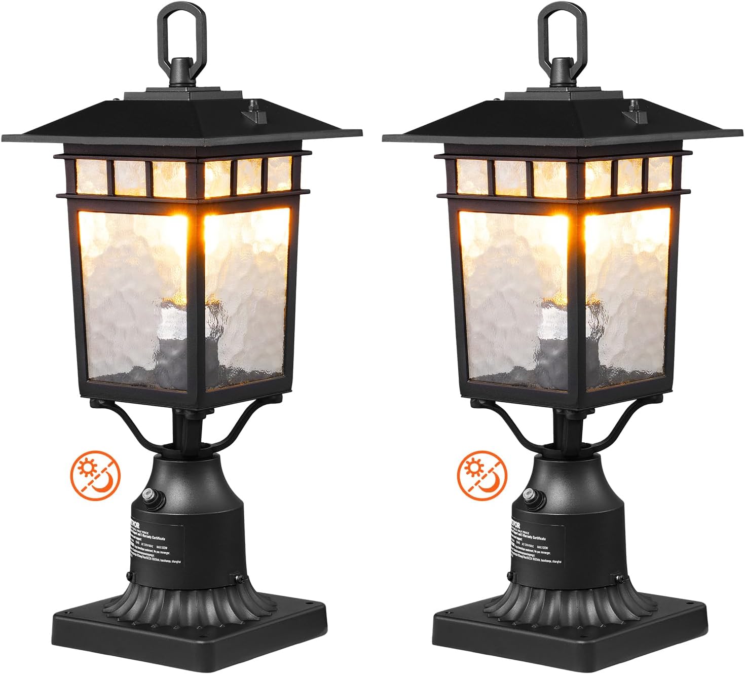 Aoceley Dusk to Dawn Outdoor Post Light with Pier Mount Base, 2-Pack ...