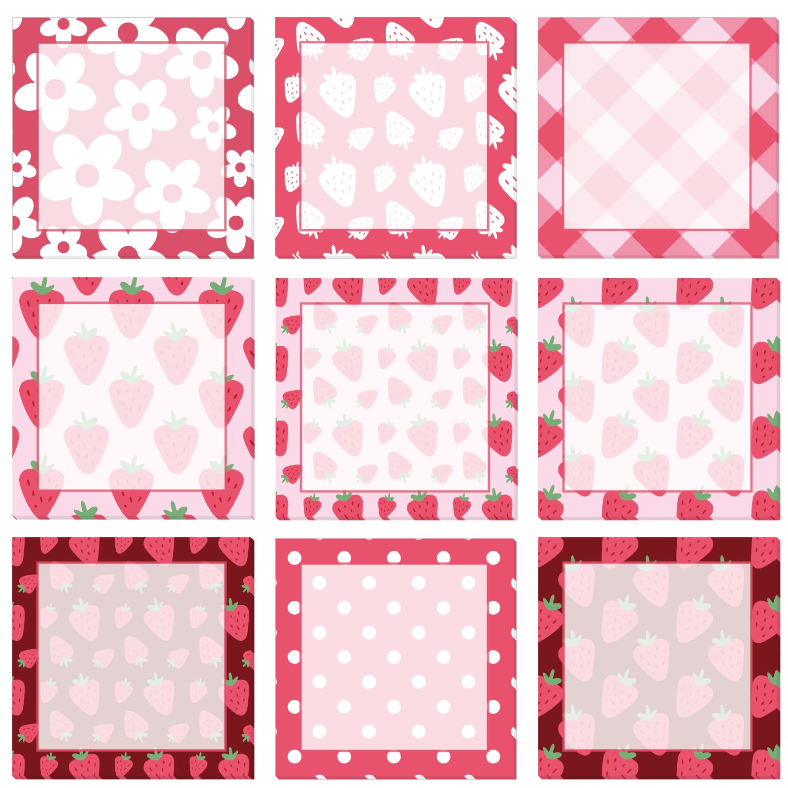 Amazon.com : 9 Pieces Strawberry Sticky Notes Adhesive Cute Summer ...