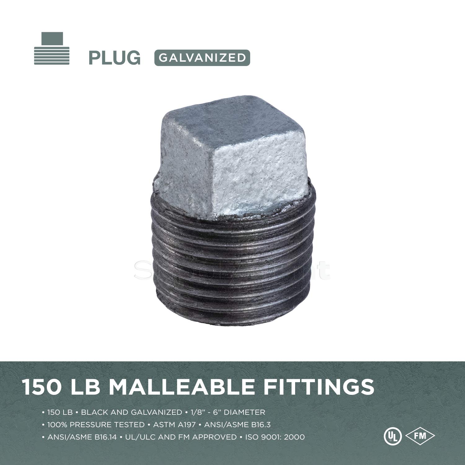 Snapklik.com : Supply Giant HNQM3340 1-1/2 Galvanized Malleable Iron Plug