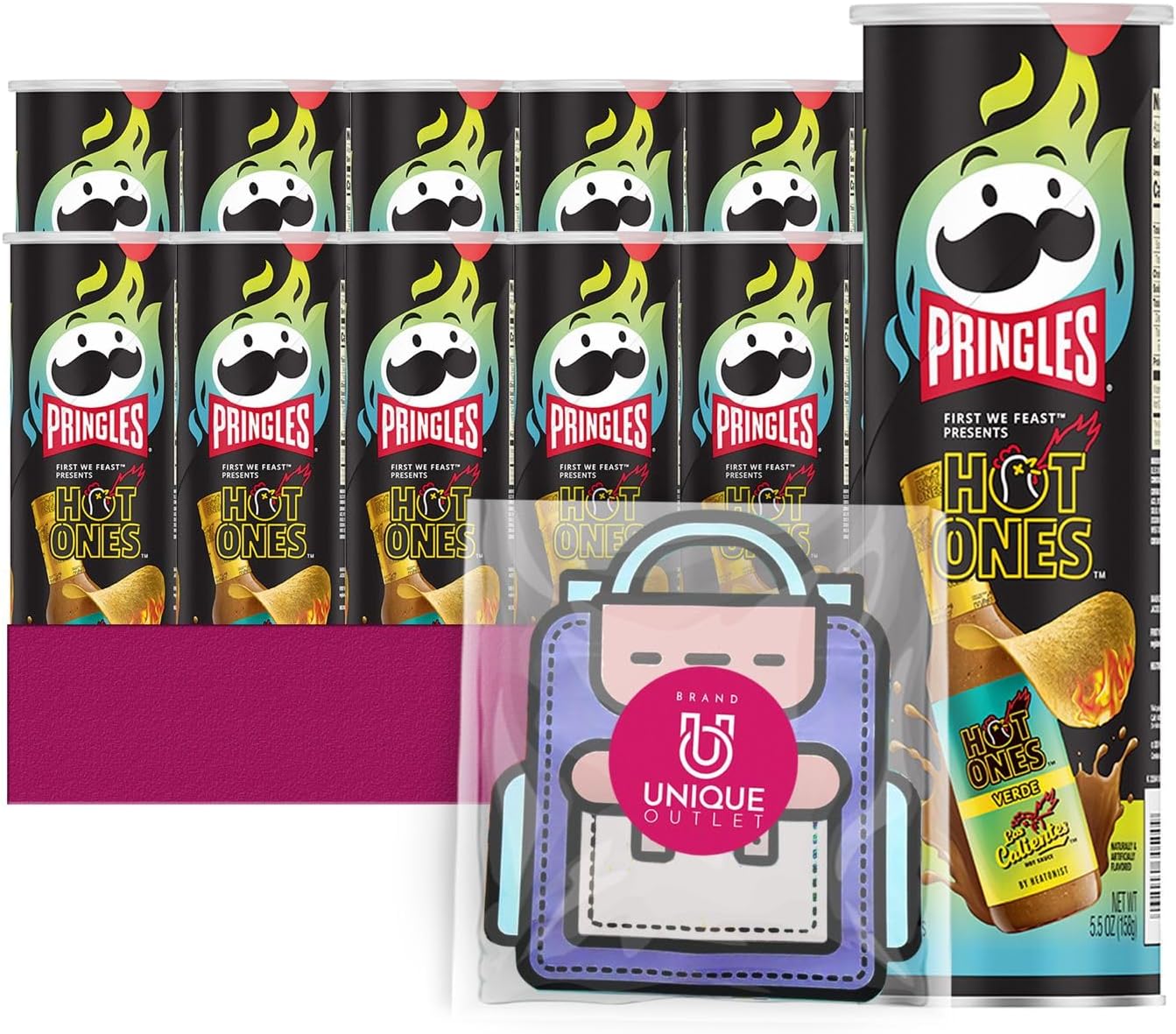 Amazon.com: Pringles 12- Count of Hot Ones Verde Los Calientes Potato ...