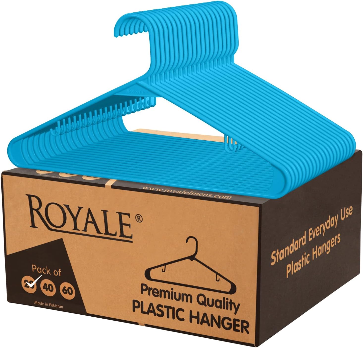 Amazon.com: ROYALE Plastic Hangers 20 Pack - Blue Clothes Hanger with ...