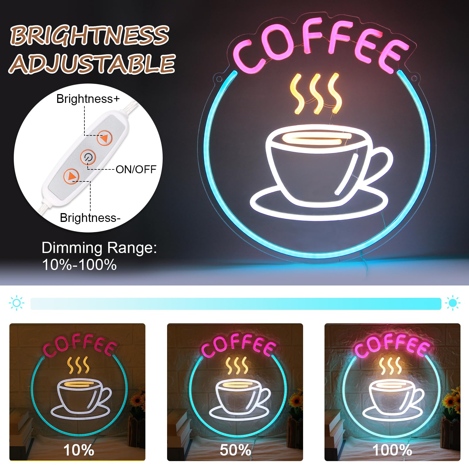 MIXIAOKIT Coffee Bar Neon Sign Coffee Neon Lights Neon Signs for Wall ...