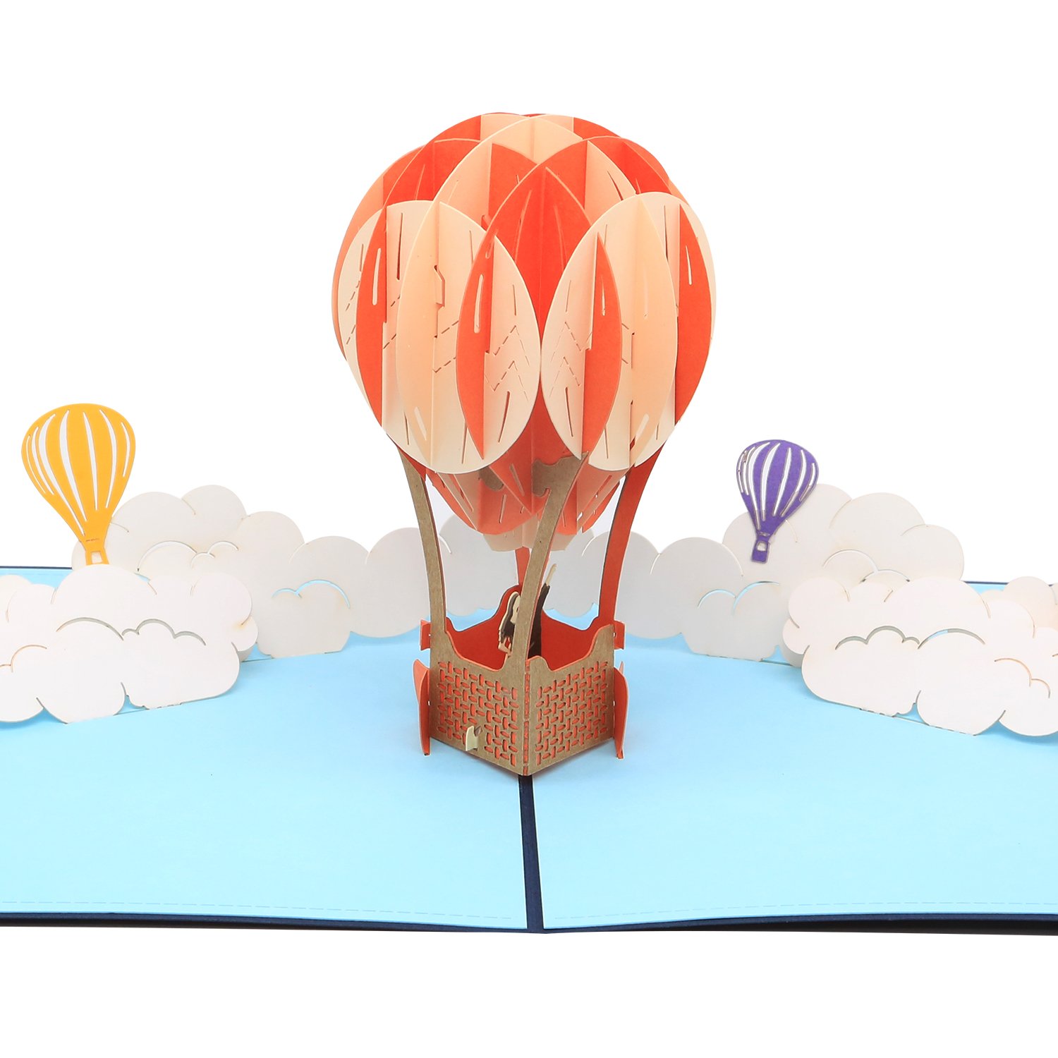 Buy 3D Pop Up Greeting Card - Surreal Hot-Air Balloon Ride Amid Clouds ...