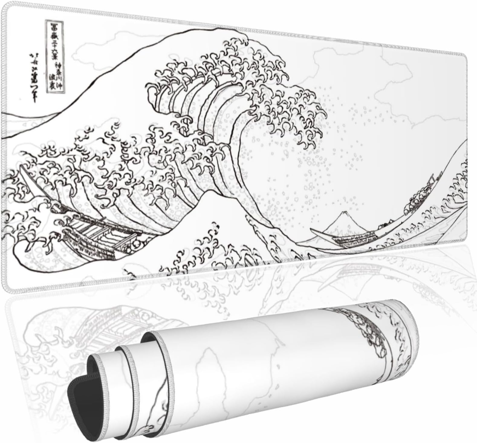 Amazon.com: Japanese Sea Wave Large Mouse Pad Anime White Gaming Mouse ...