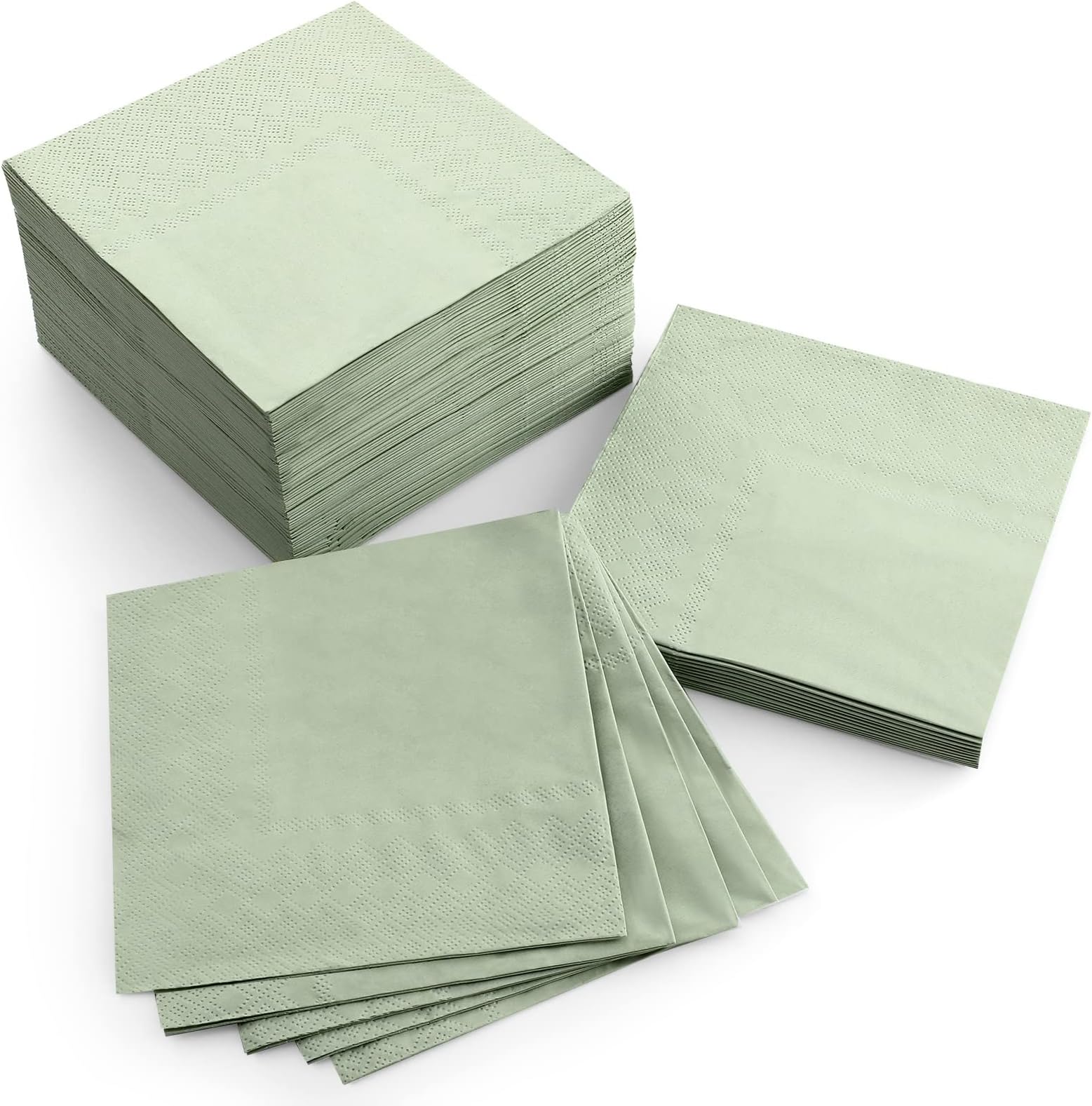 Amazon.com: Spiareal 100 Pack Sage Green Napkins 3-Ply Cocktail Napkin ...