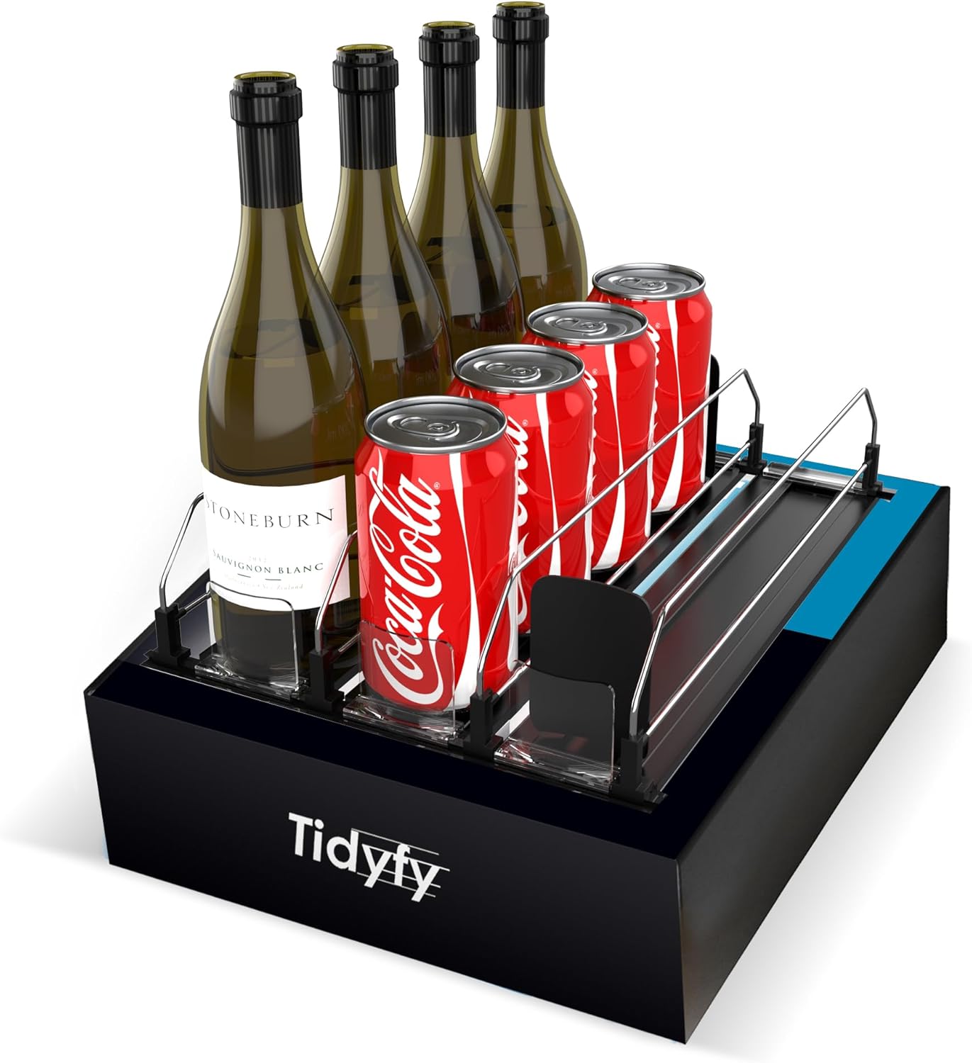 Amazon.com: Tidyfy Assembled Drink Organizer for Fridge | Spring Loaded ...