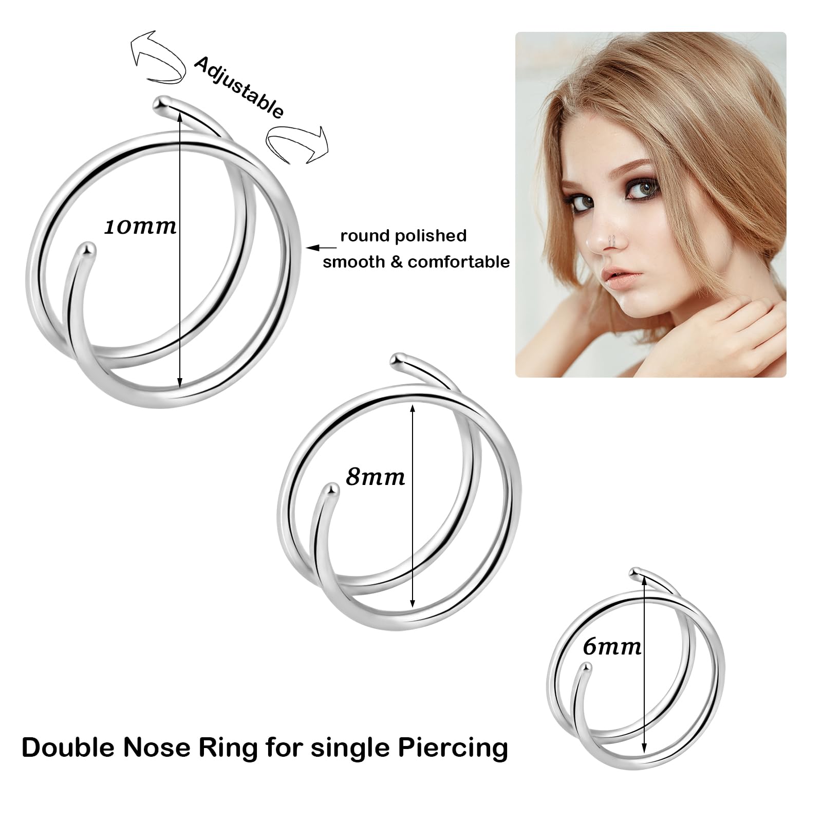 Snapklik.com : 32 Pcs 20G Nose Rings For Women L Shaped Nose Studs ...