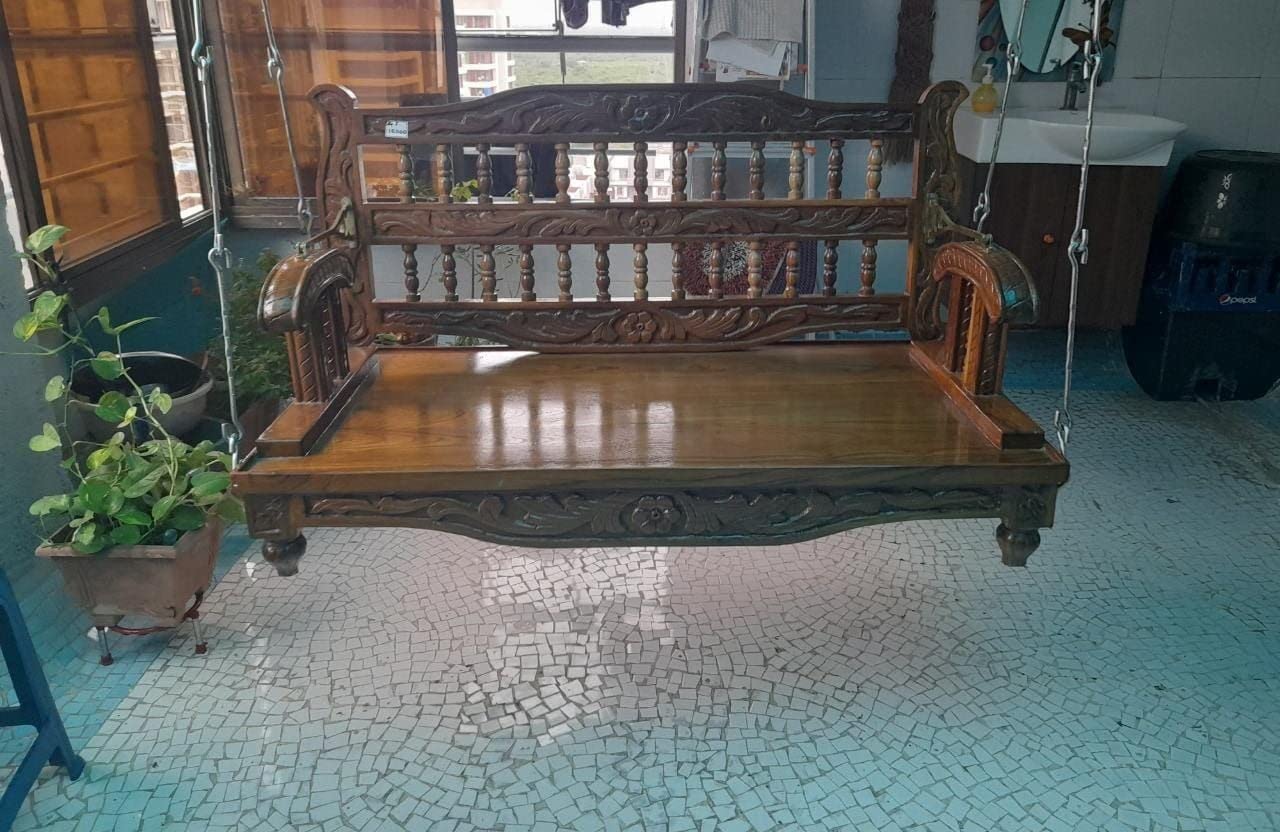 Kalaateet 4 ft Reversible Wooden Swing Home/Swing Chair for Adults for ...