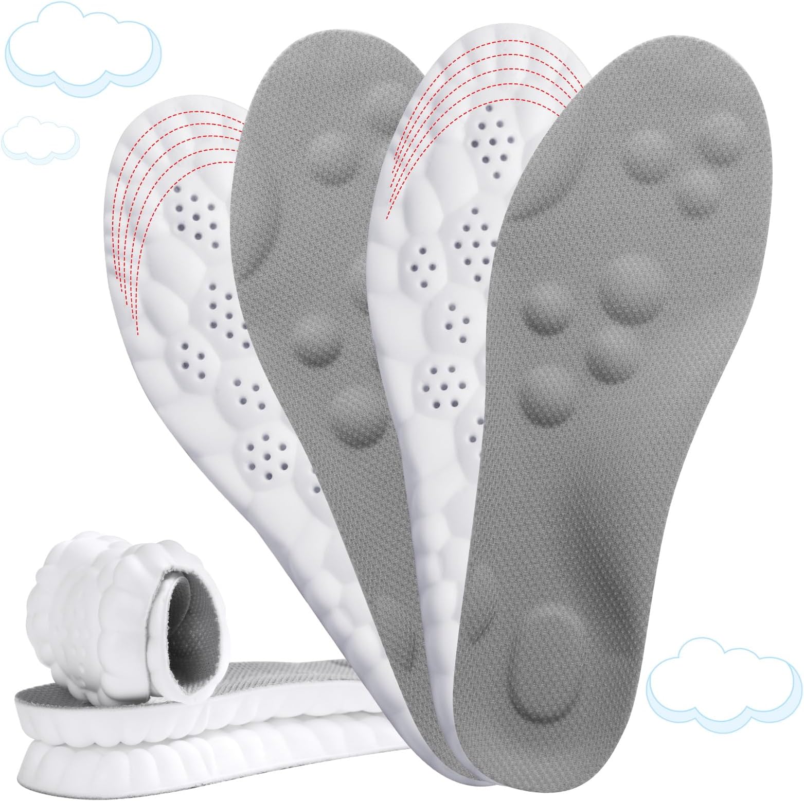 Amazon.com: 2 Pairs 4D Cloud Technology Insole - Super Soft Comfort Insoles, Soft Foot ...