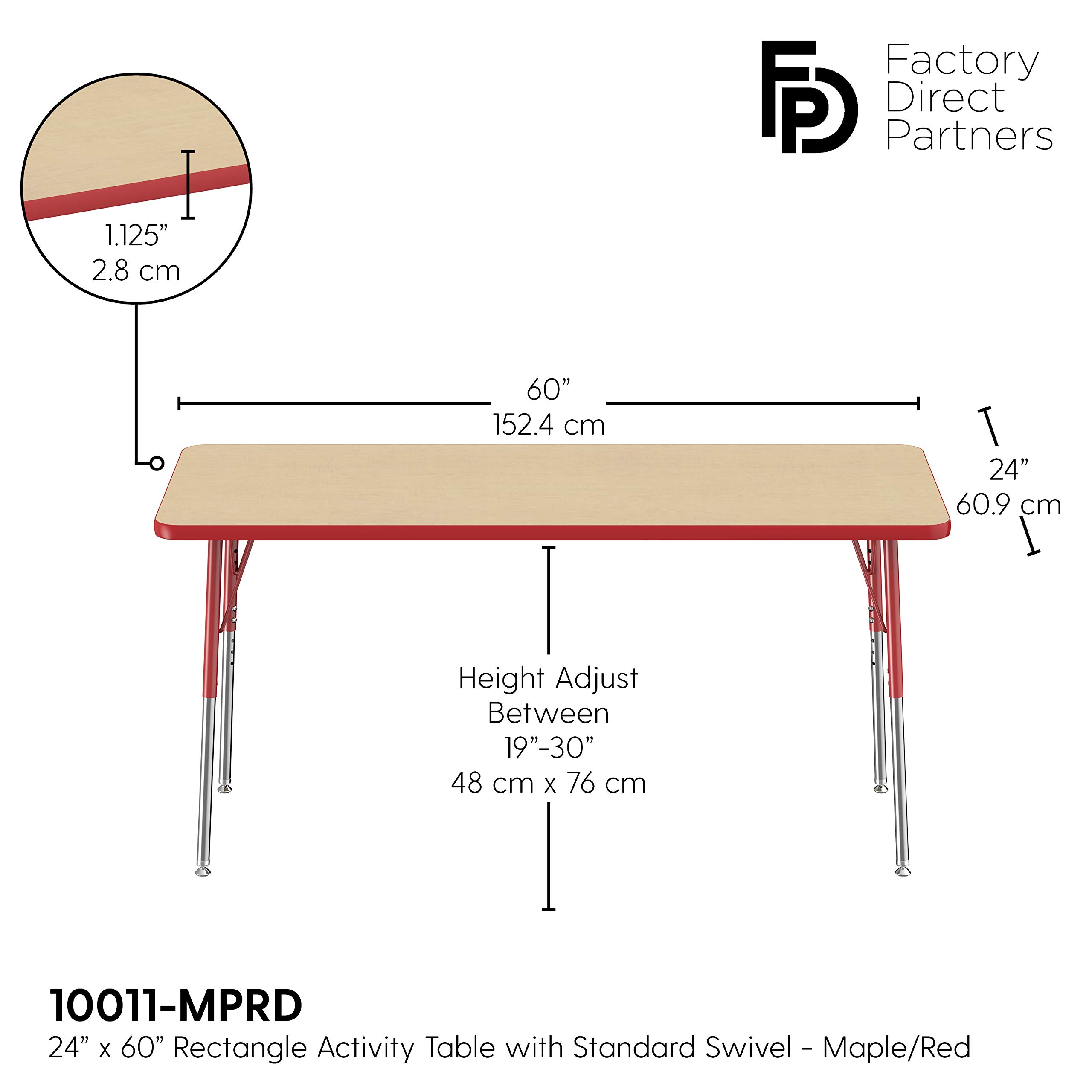 Snapklik.com : Factory Direct Partners FDP Rectangle Activity School And Office Table (24 X 60 ...