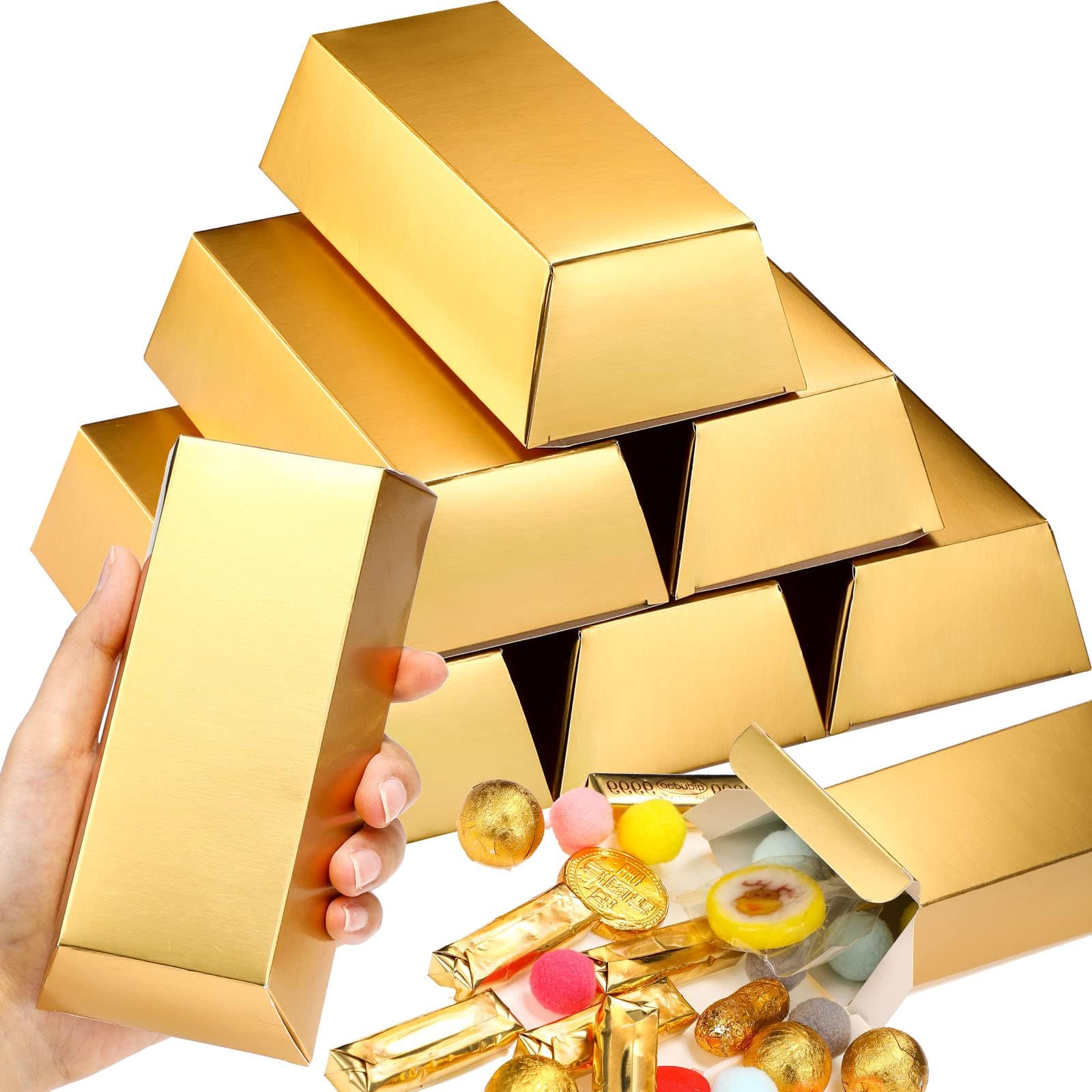 Amazon.com: Gold Bars Fake Gold Bar Gift Box Golden Party Favor Boxes ...