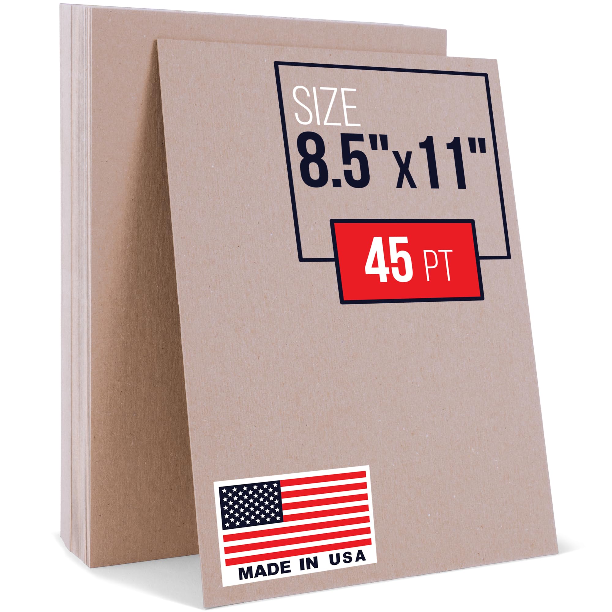 Amazon.com: Paclord 8.5" x 11" Brown Kraft Plain Chipboard Sheets, 45 ...